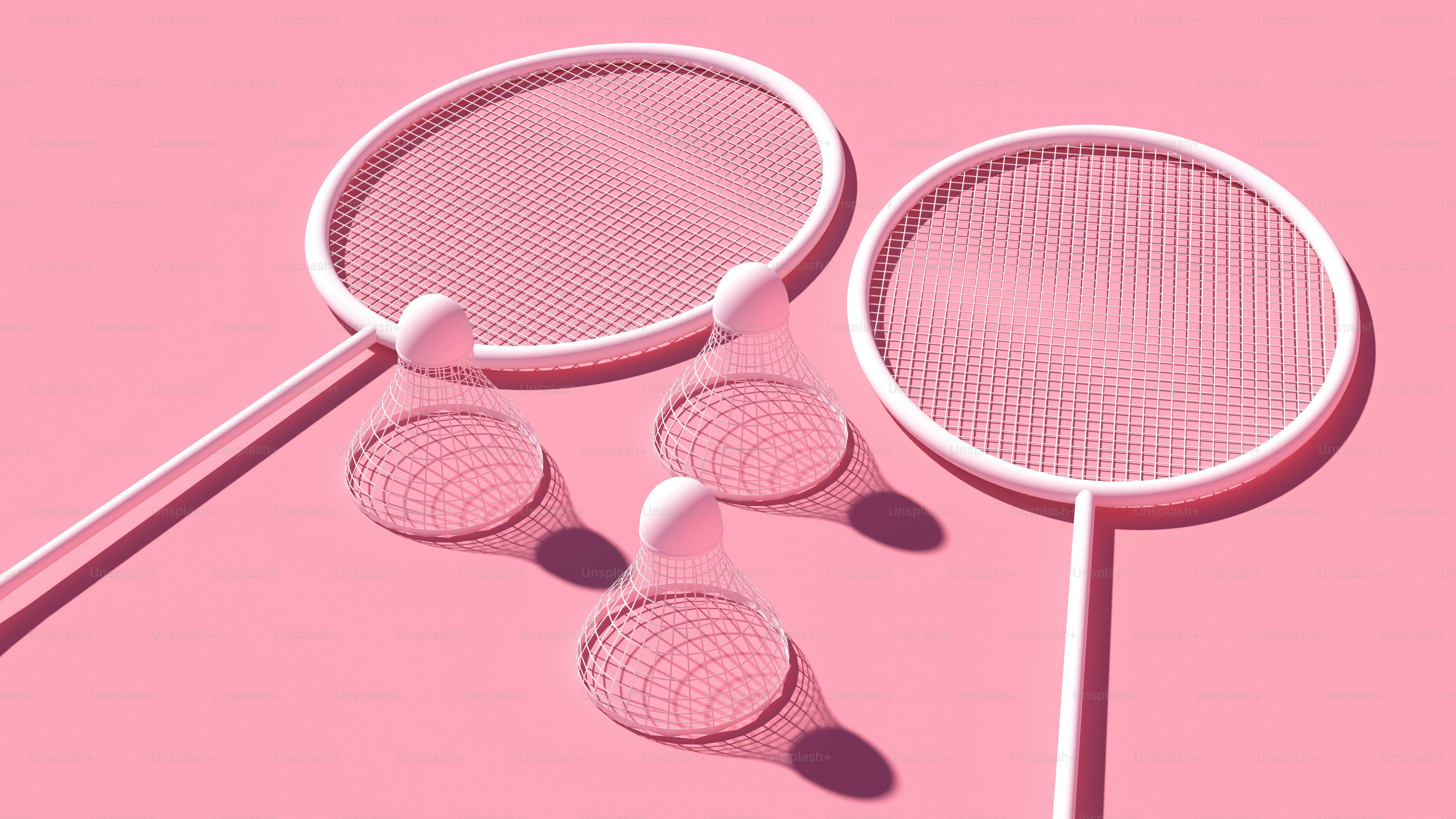 Three pink tennis rackets on a pink background photo – Sport Image on ...