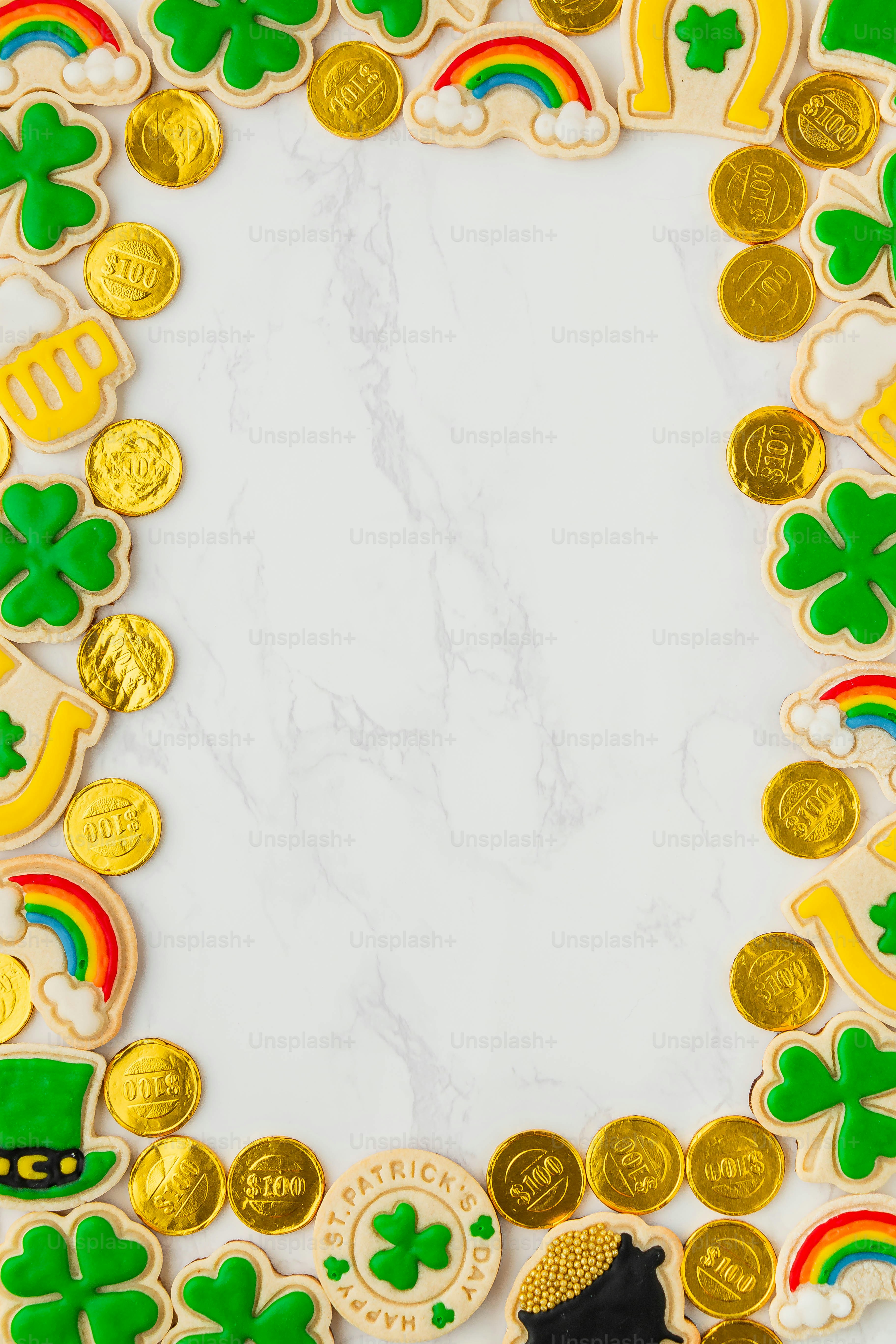 A picture frame made out of cookies and shamrocks photo – Ireland Image ...