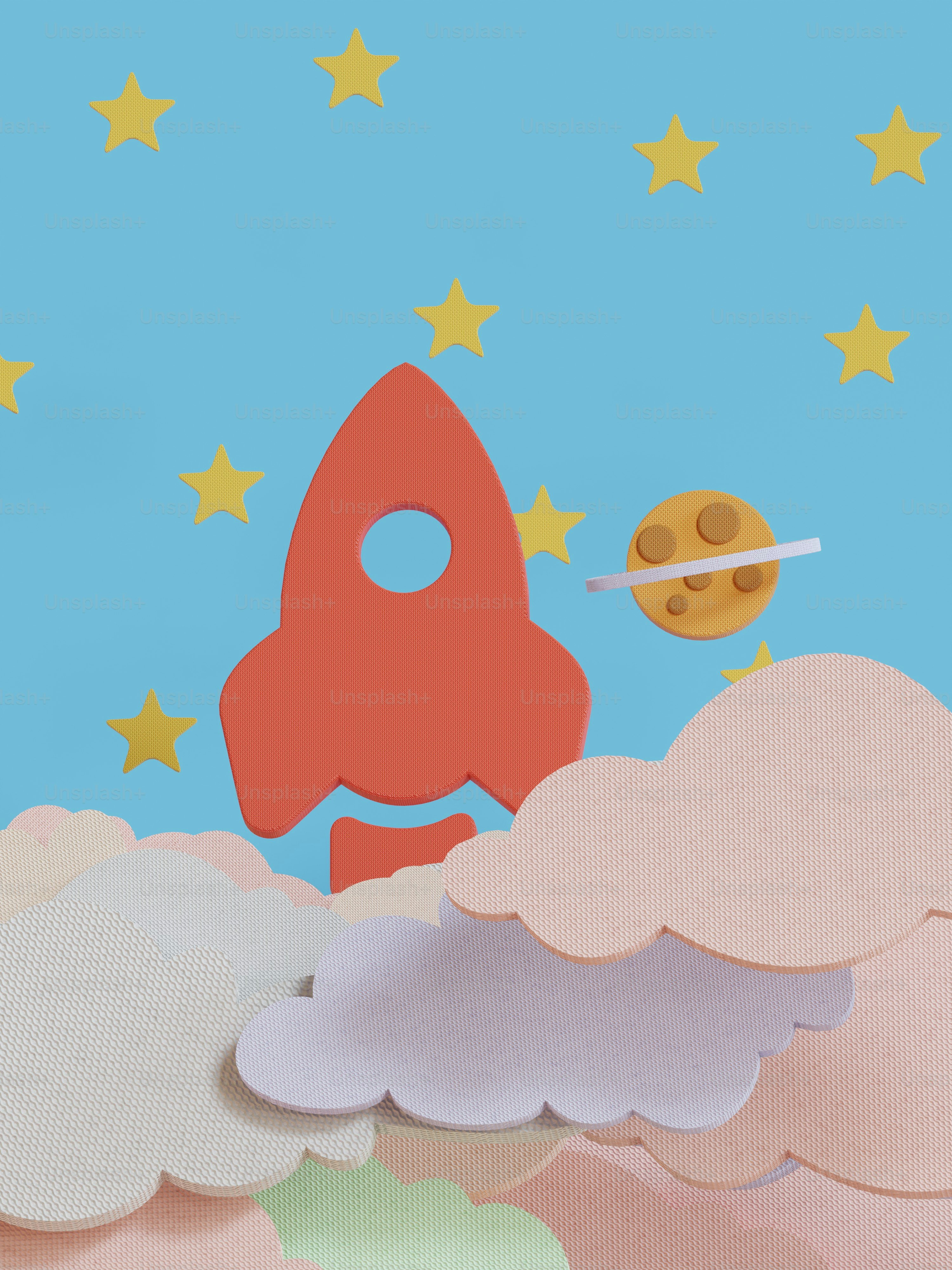 A paper cut out of a rocket and clouds photo – Space Image on Unsplash