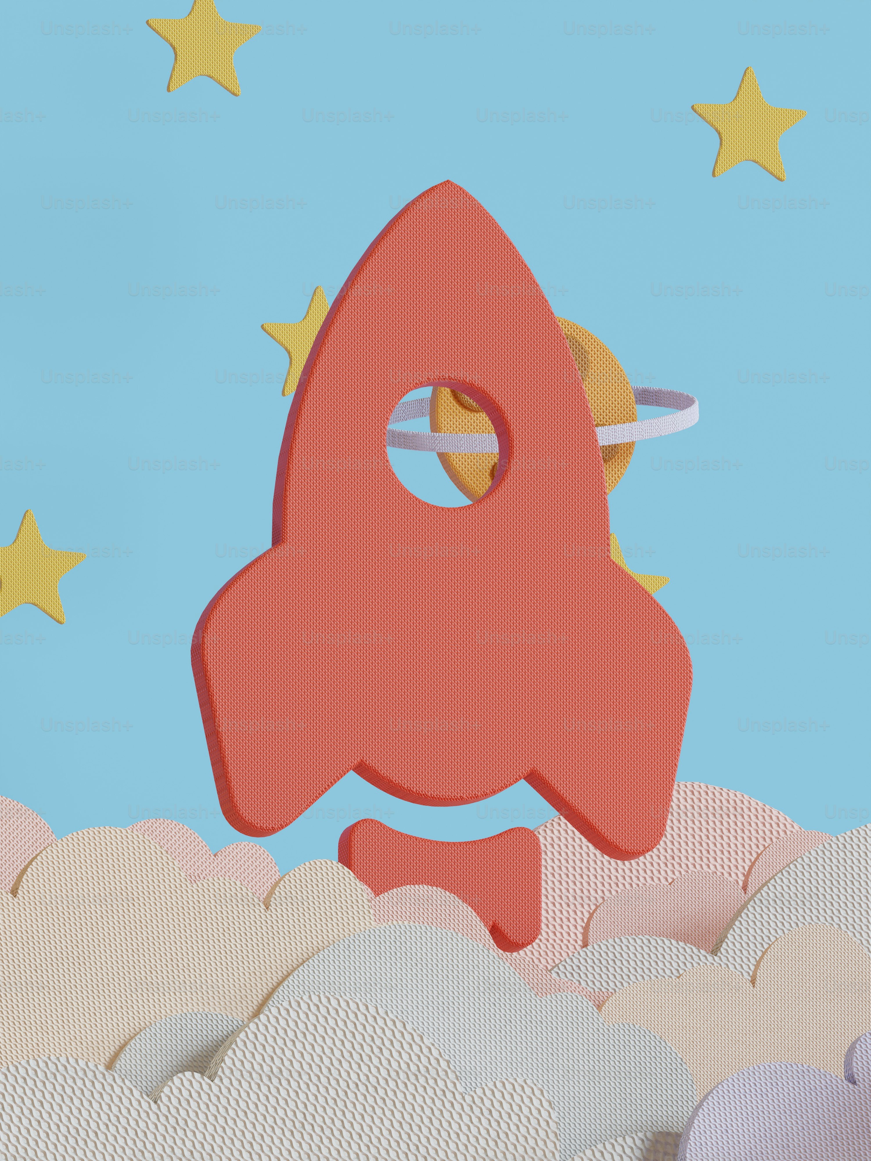 A paper cut out of a rocket ship flying through the sky photo – Launch ...