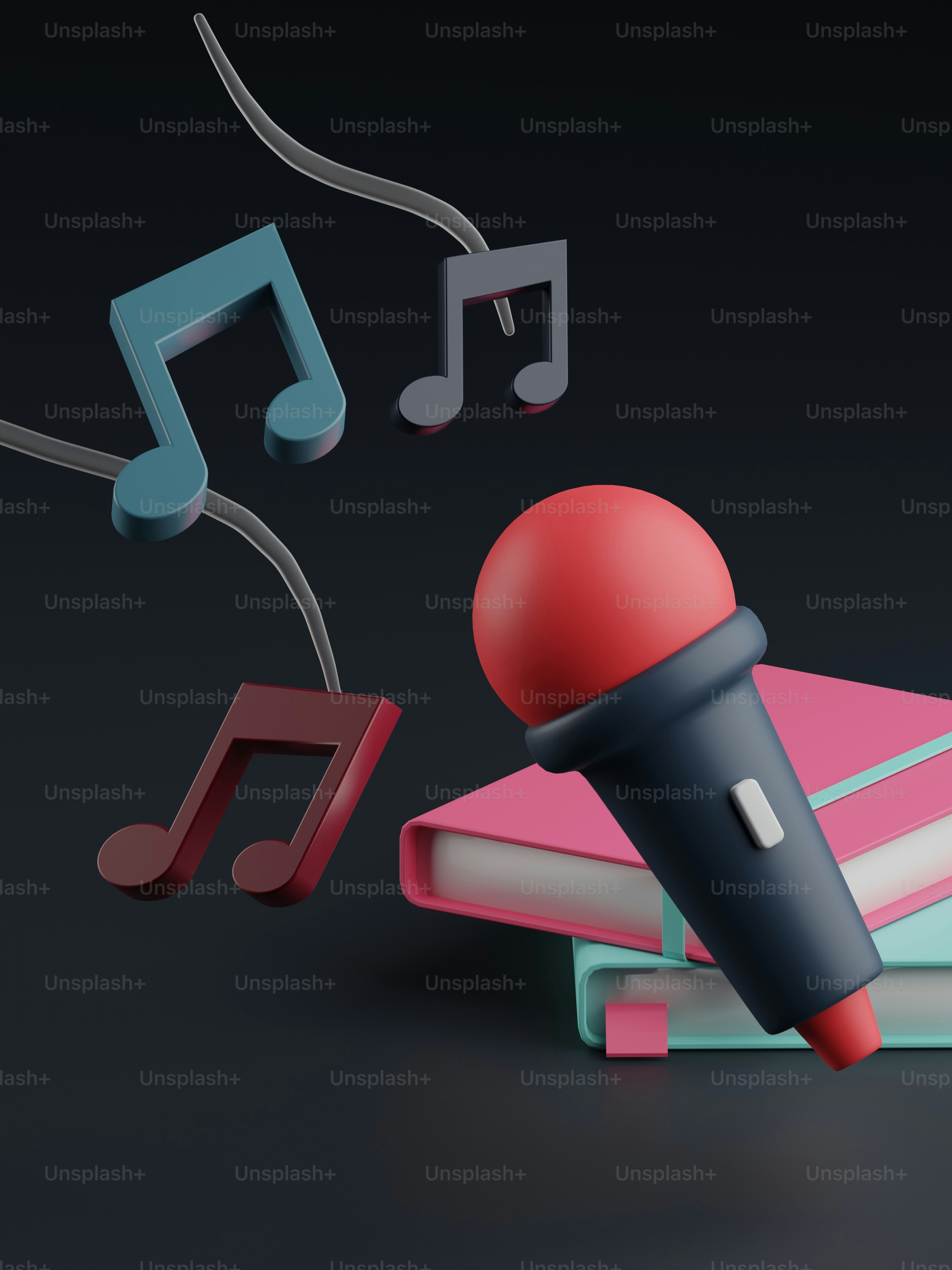 A microphone sitting on top of a pile of books photo – Music Image on ...