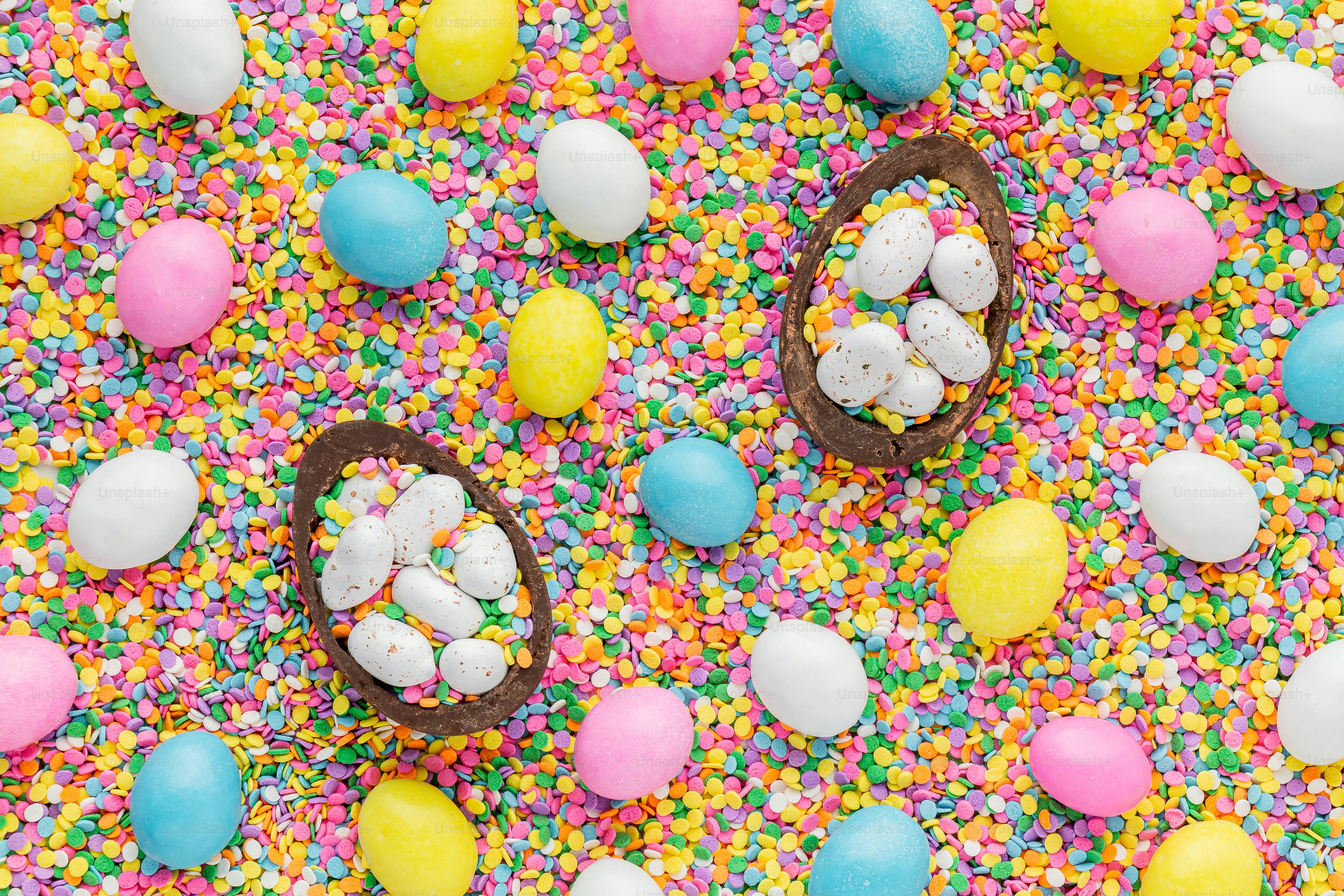 A table topped with chocolate eggs and sprinkles photo – Easter Image ...