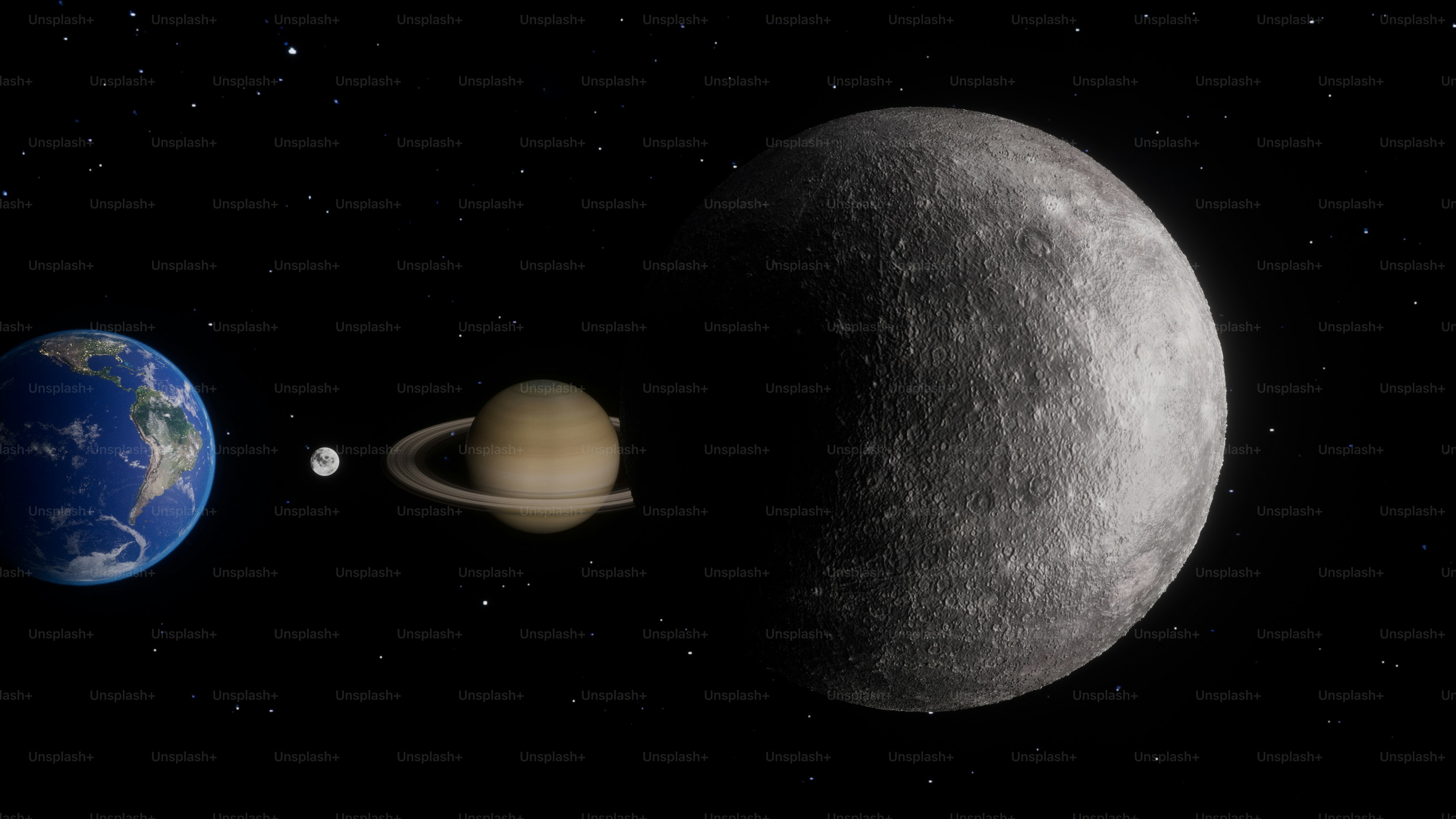 An artist's rendering of a solar system with four planets in the ...