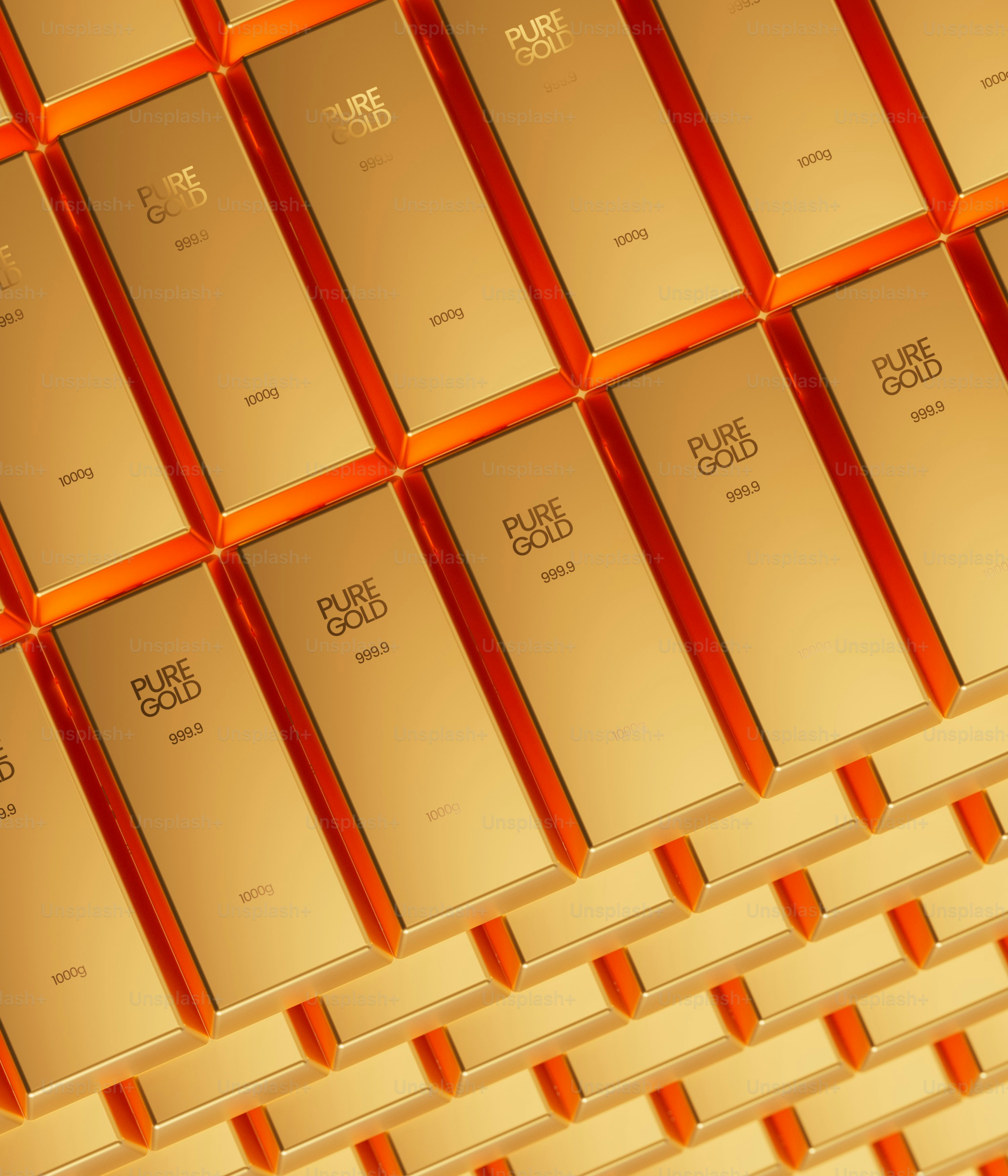 A stack of gold bars sitting on top of each other photo – Gold bullion ...