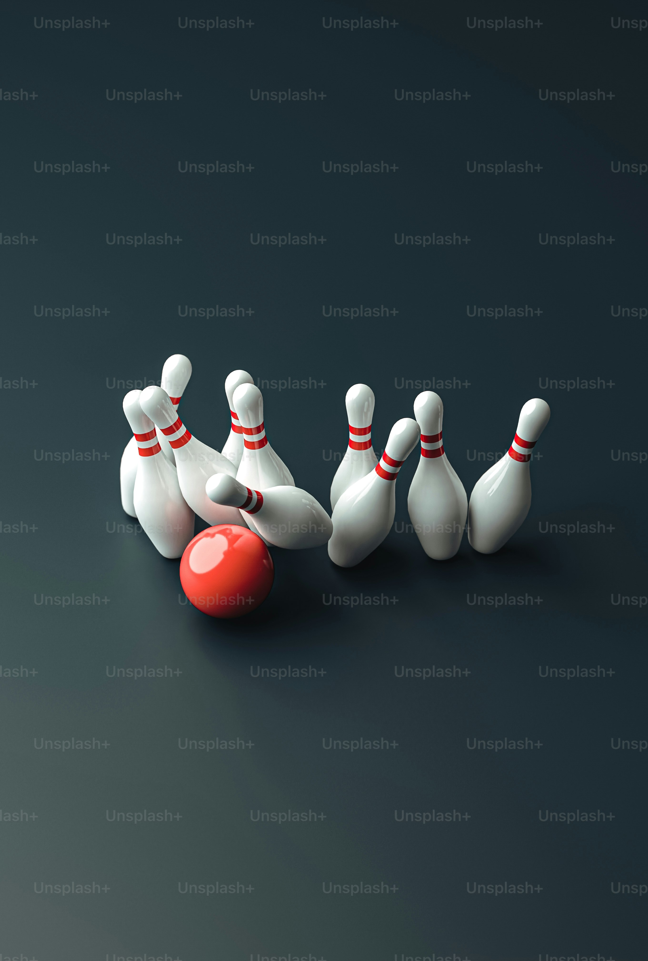 A bowling ball crashing into the pins of a bowling pin photo – Digital ...