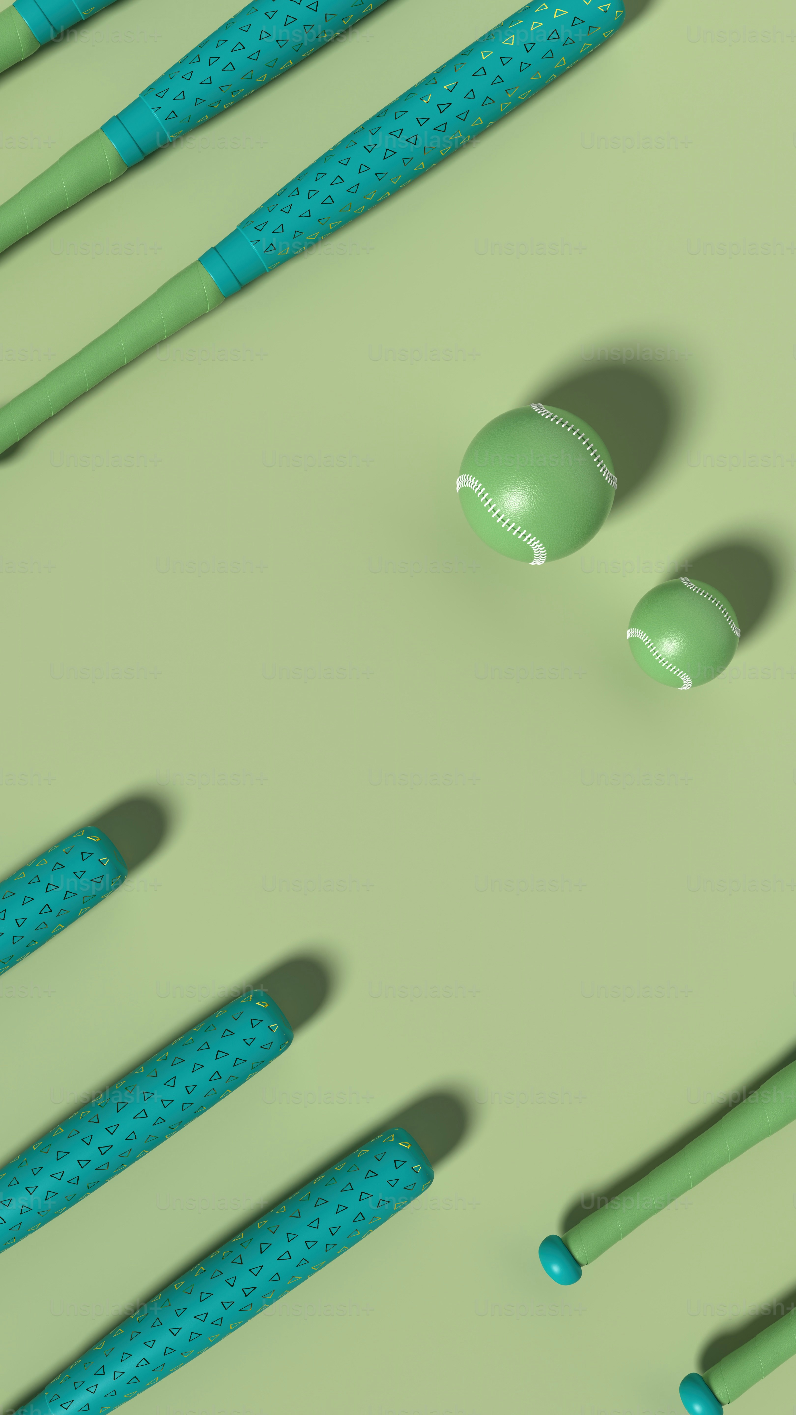 A group of blue and green baseball bats photo – Render Image on Unsplash