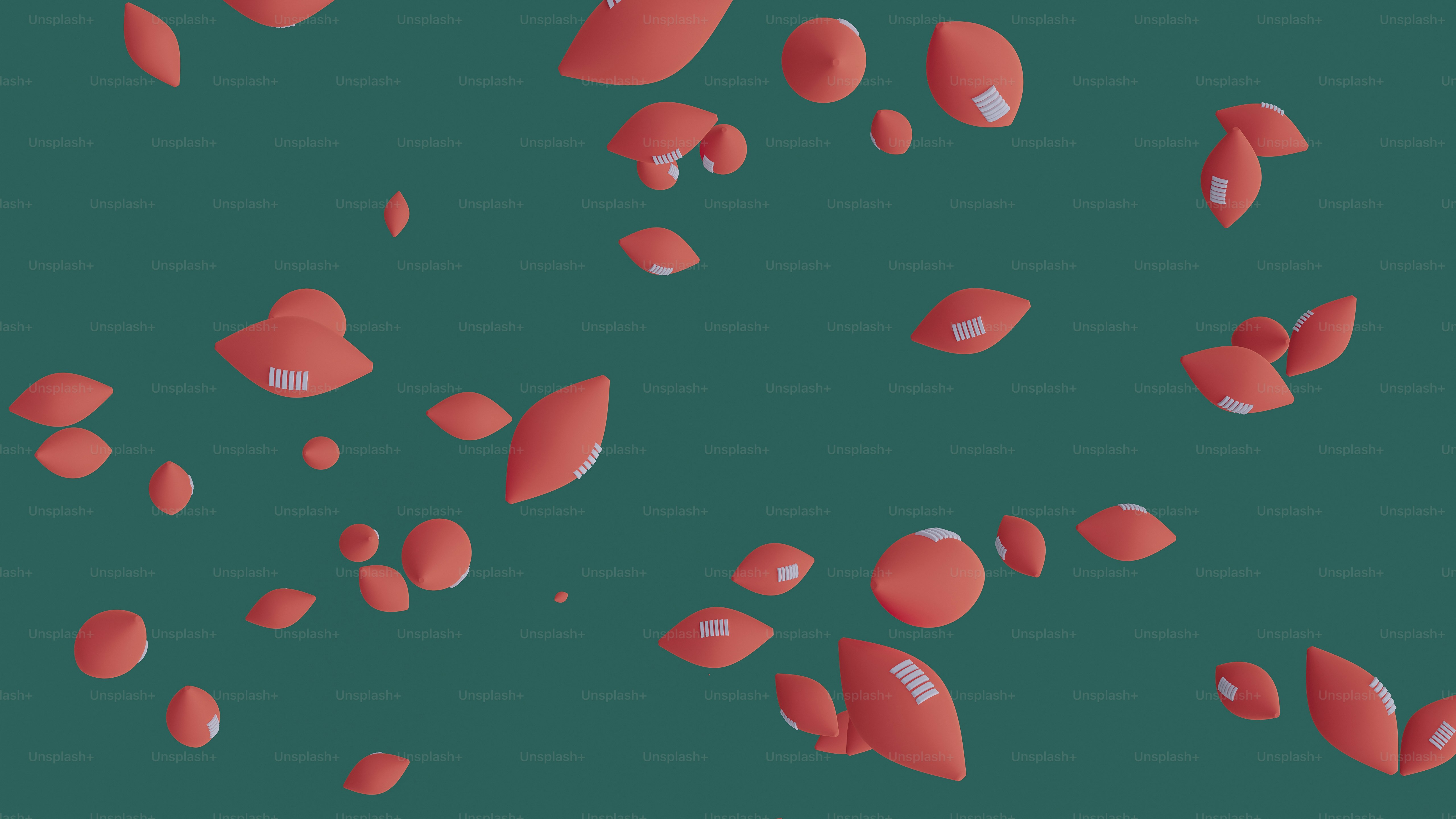 A group of red objects floating in the air photo – Digital image Image ...