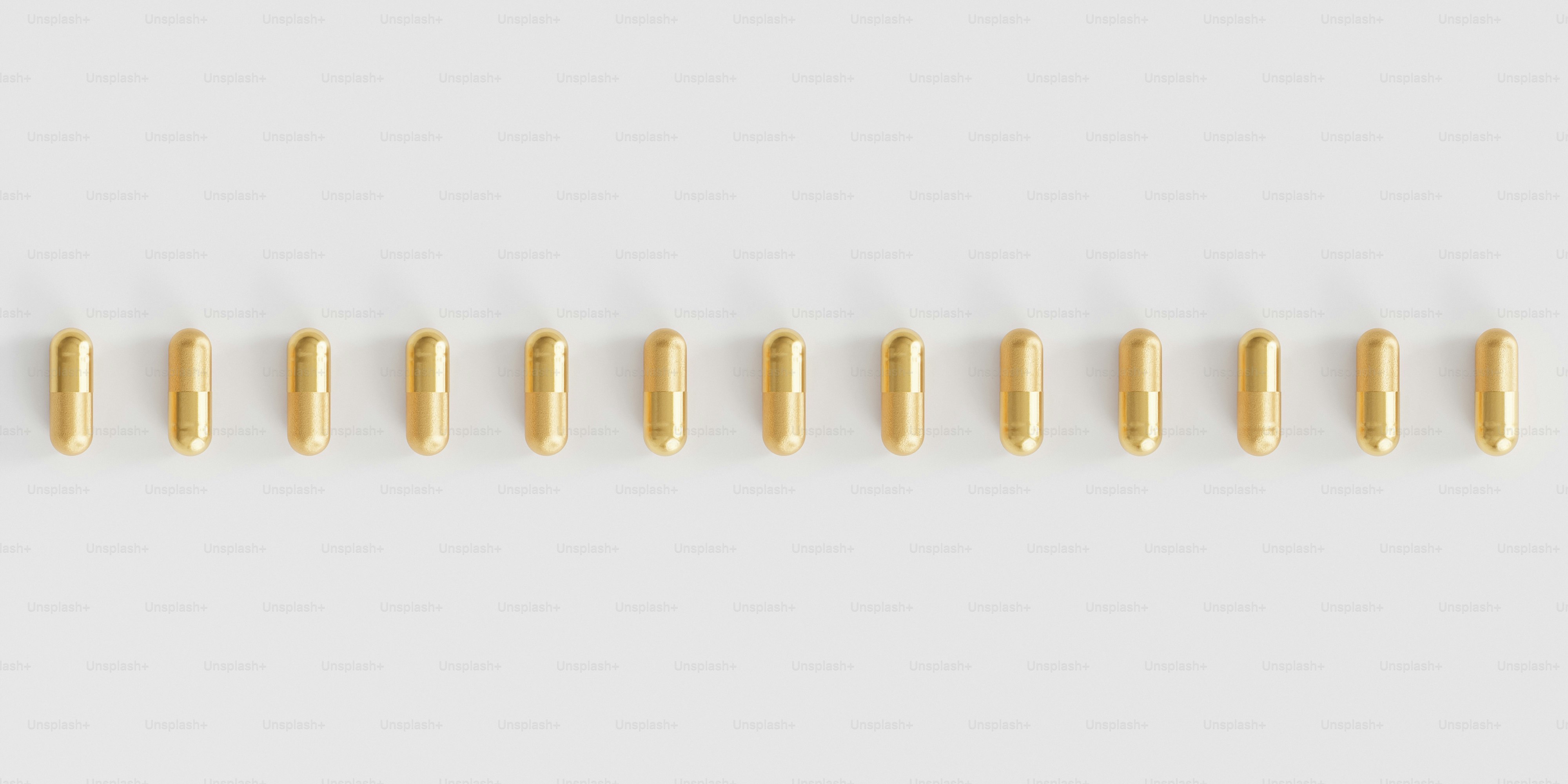 A row of gold colored beads on a white background photo – Render Image ...