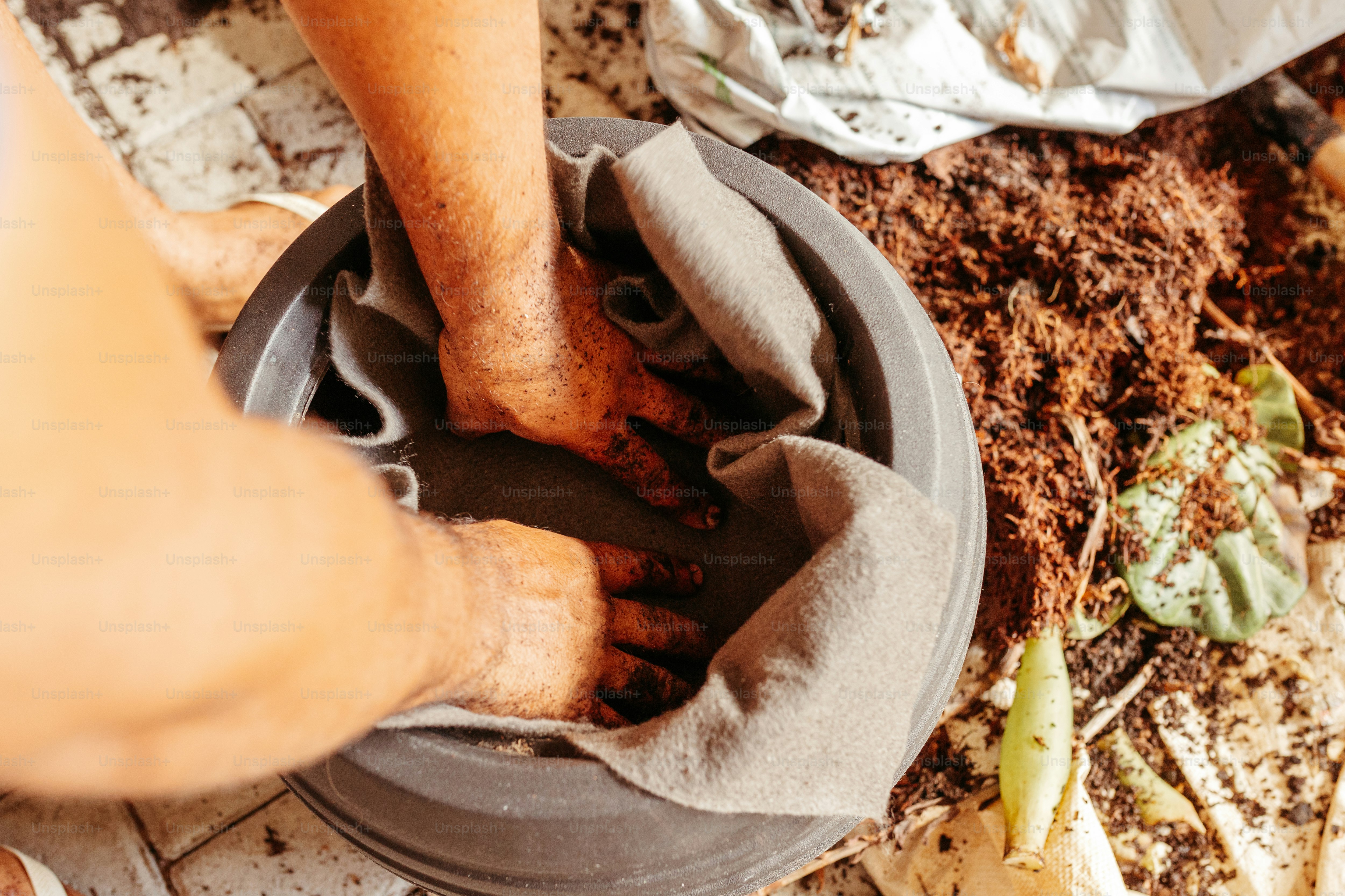 A person is removing something from a pot photo – Nature Image on Unsplash