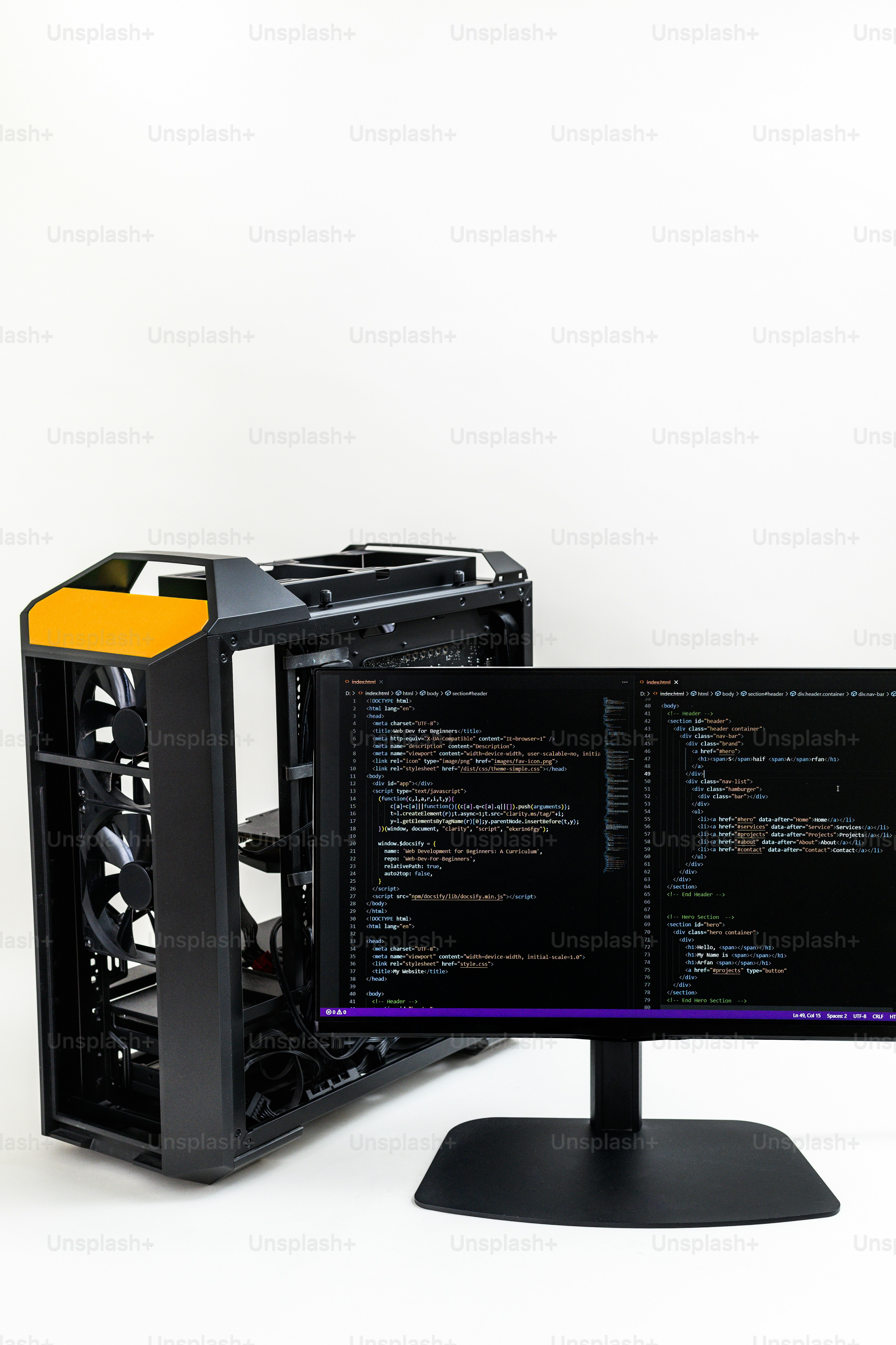 A close up of a laptop computer with code on the screen photo ...