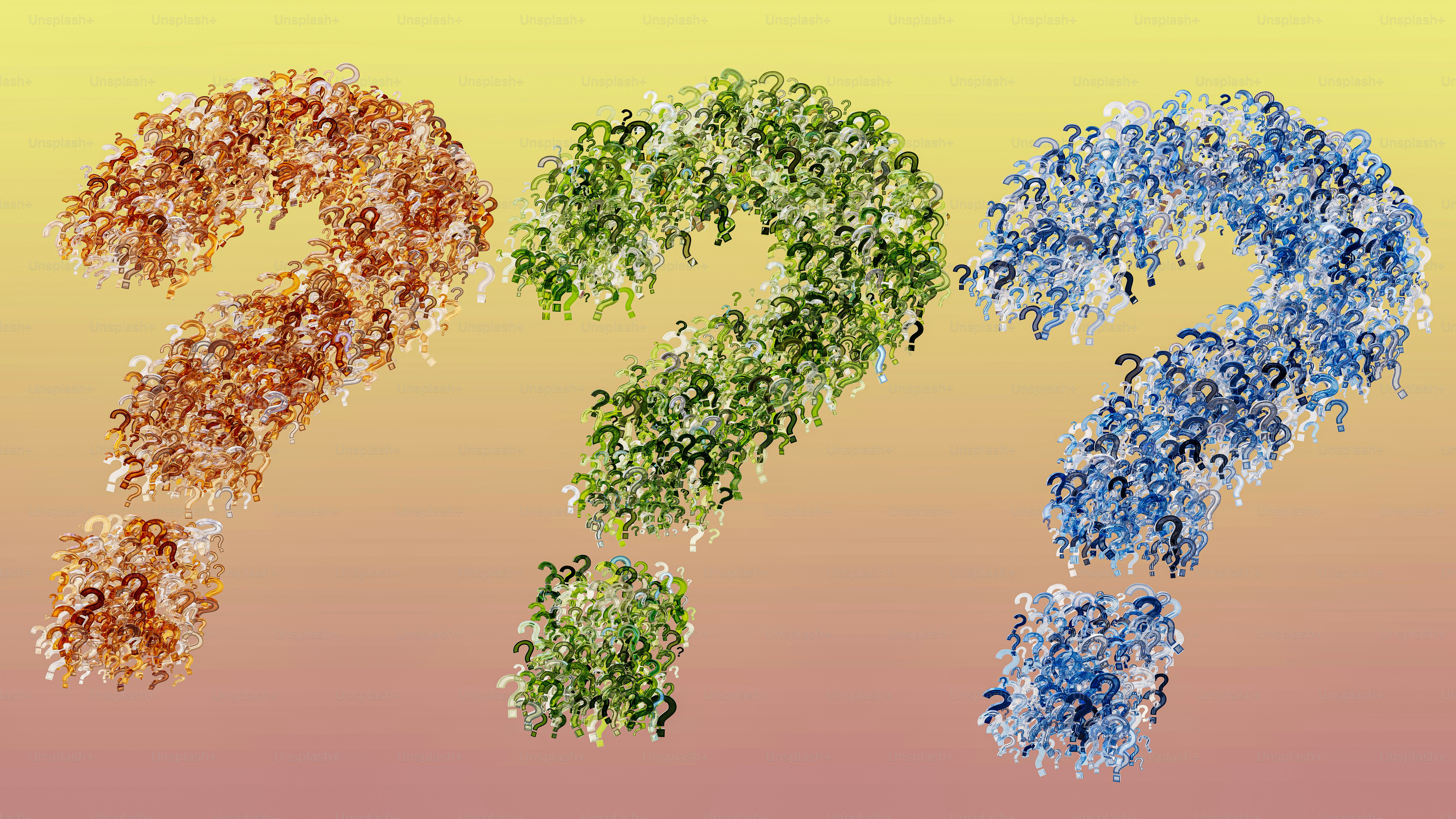 A group of multicolored question marks on a wall photo – Background ...