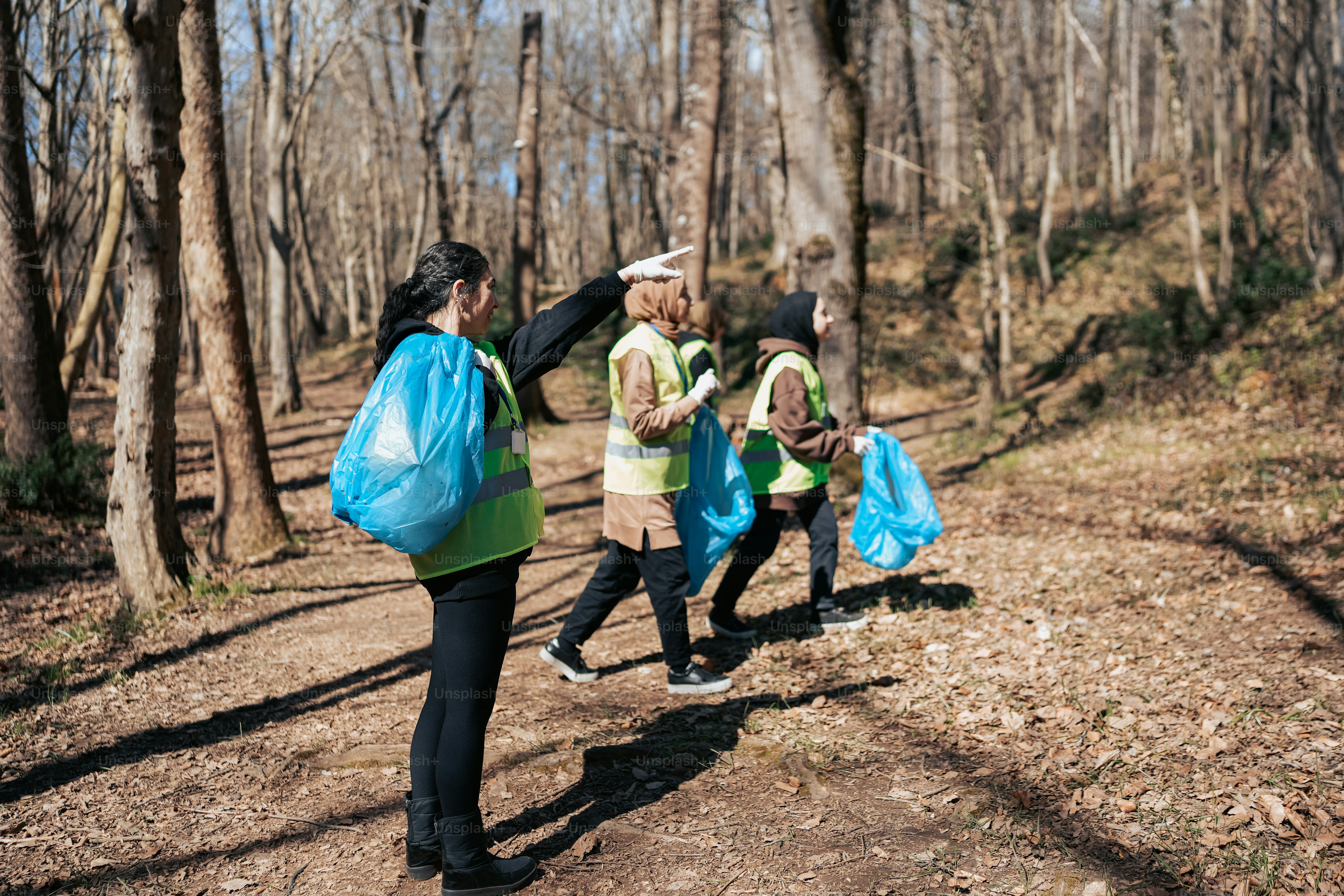 A group of people walking through a forest photo – Helping people Image ...