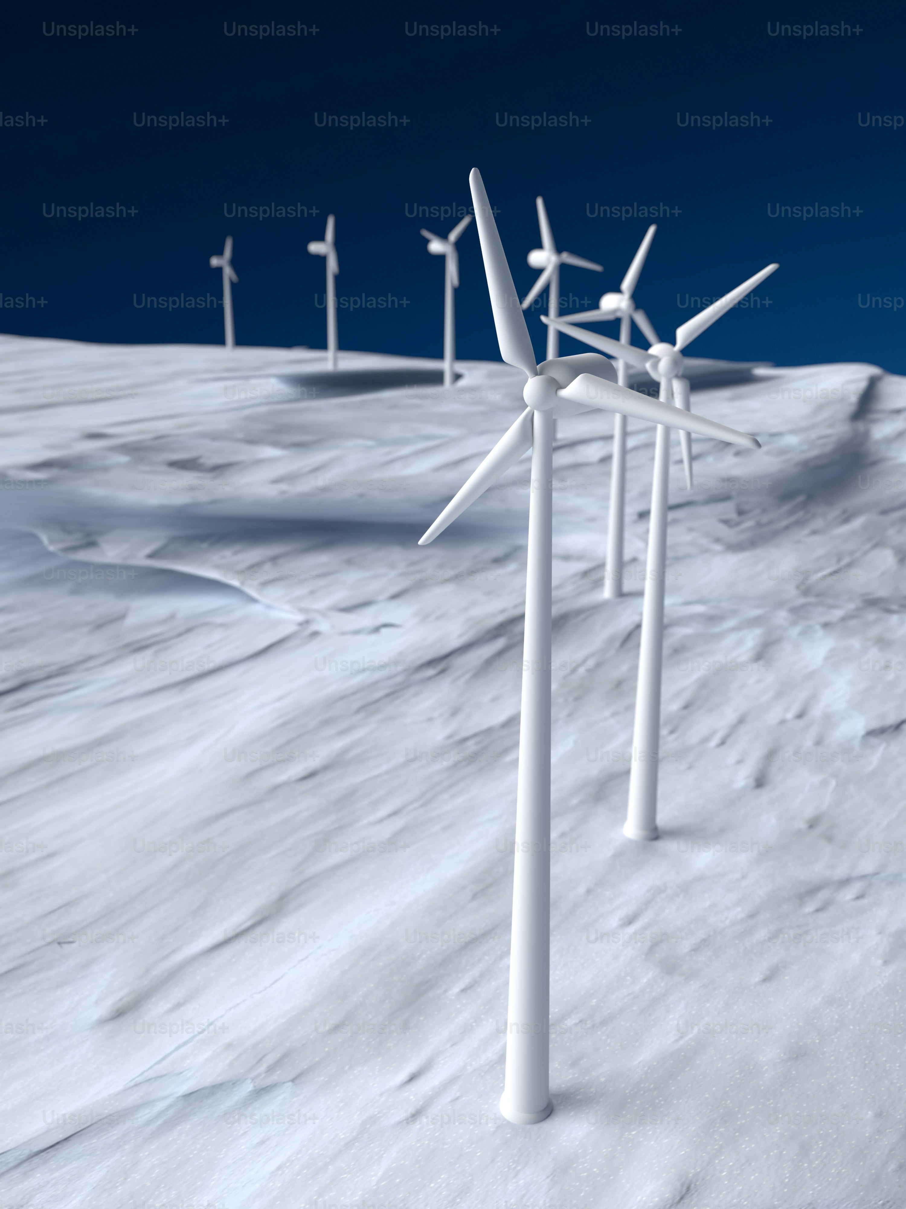 A row of wind turbines on a yellow background photo – Background Image ...