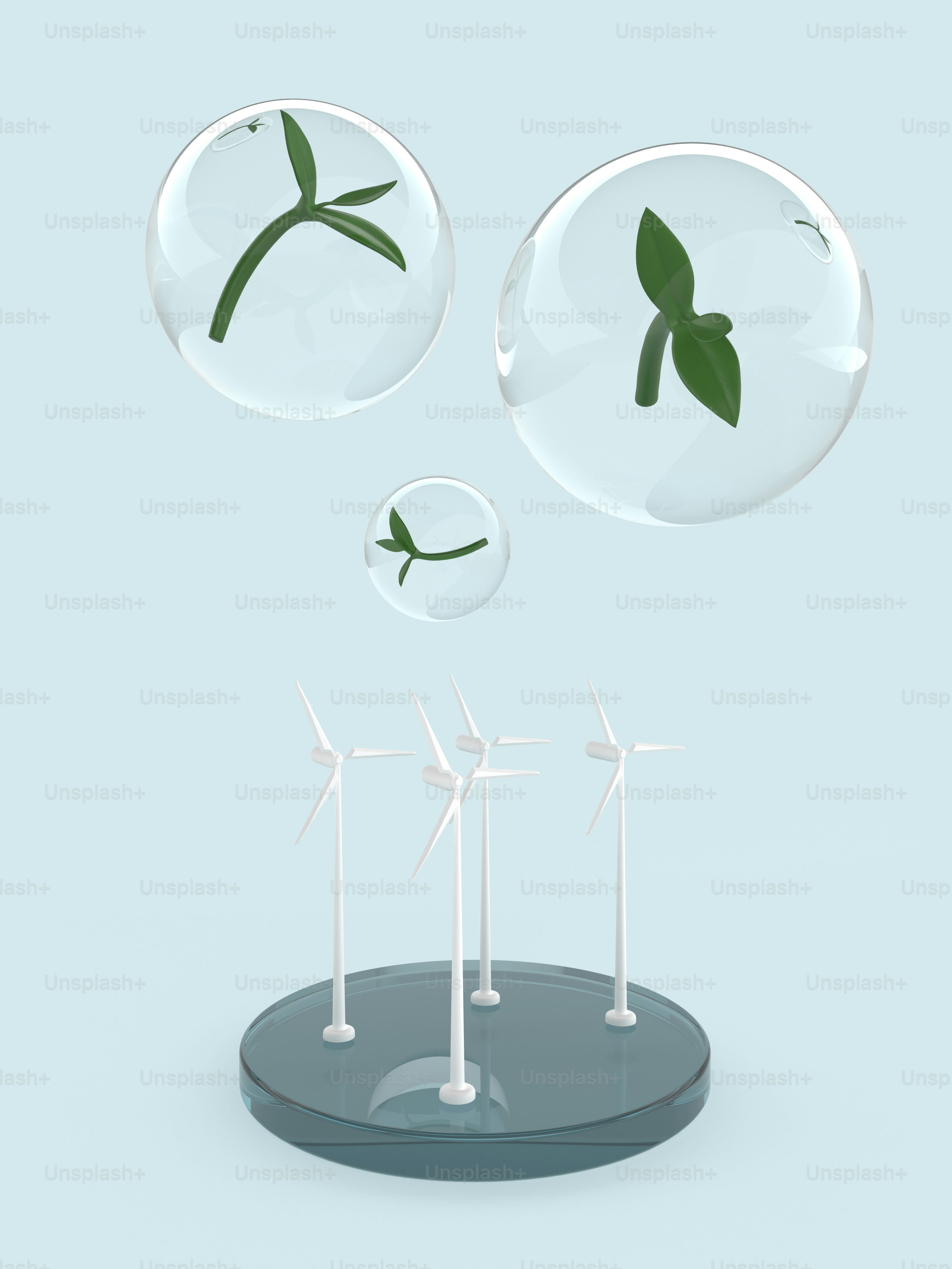 A group of wind turbines and a wind plant photo – Wind turbine Image on ...