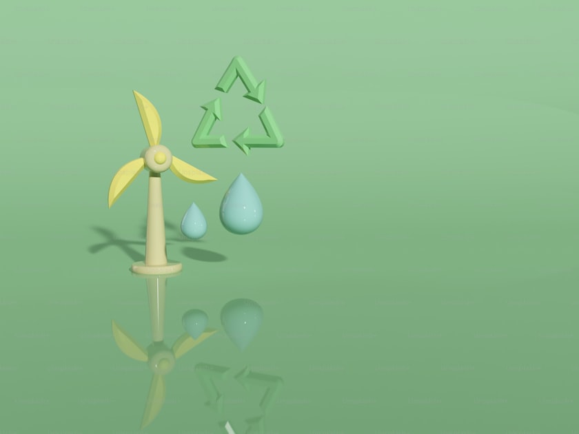 Foto Zum Thema Ein Grüner Hintergrund Mit Einem Windrad Und Einem