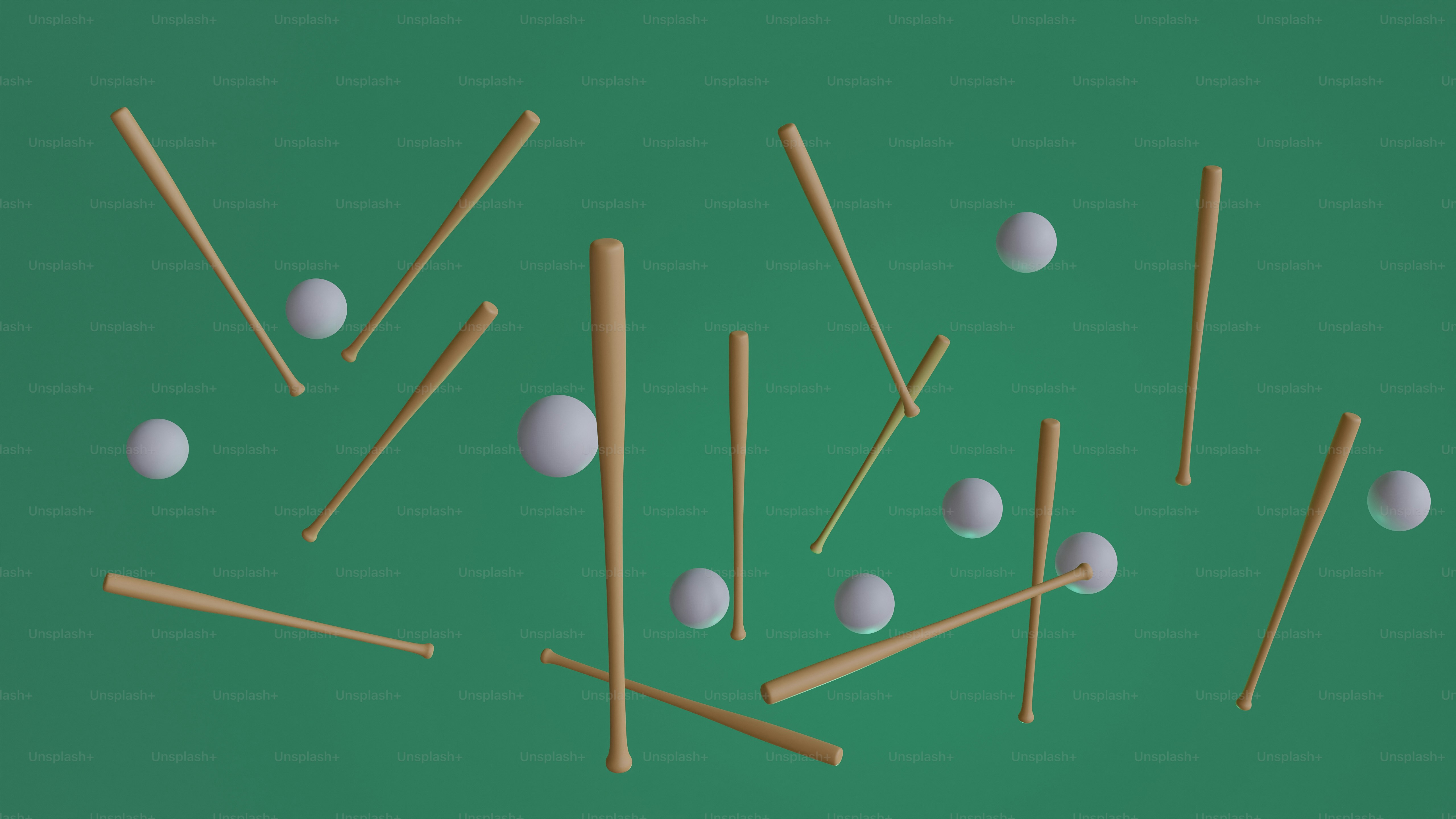 A group of sticks and balls on a green surface photo – Balls Image on ...