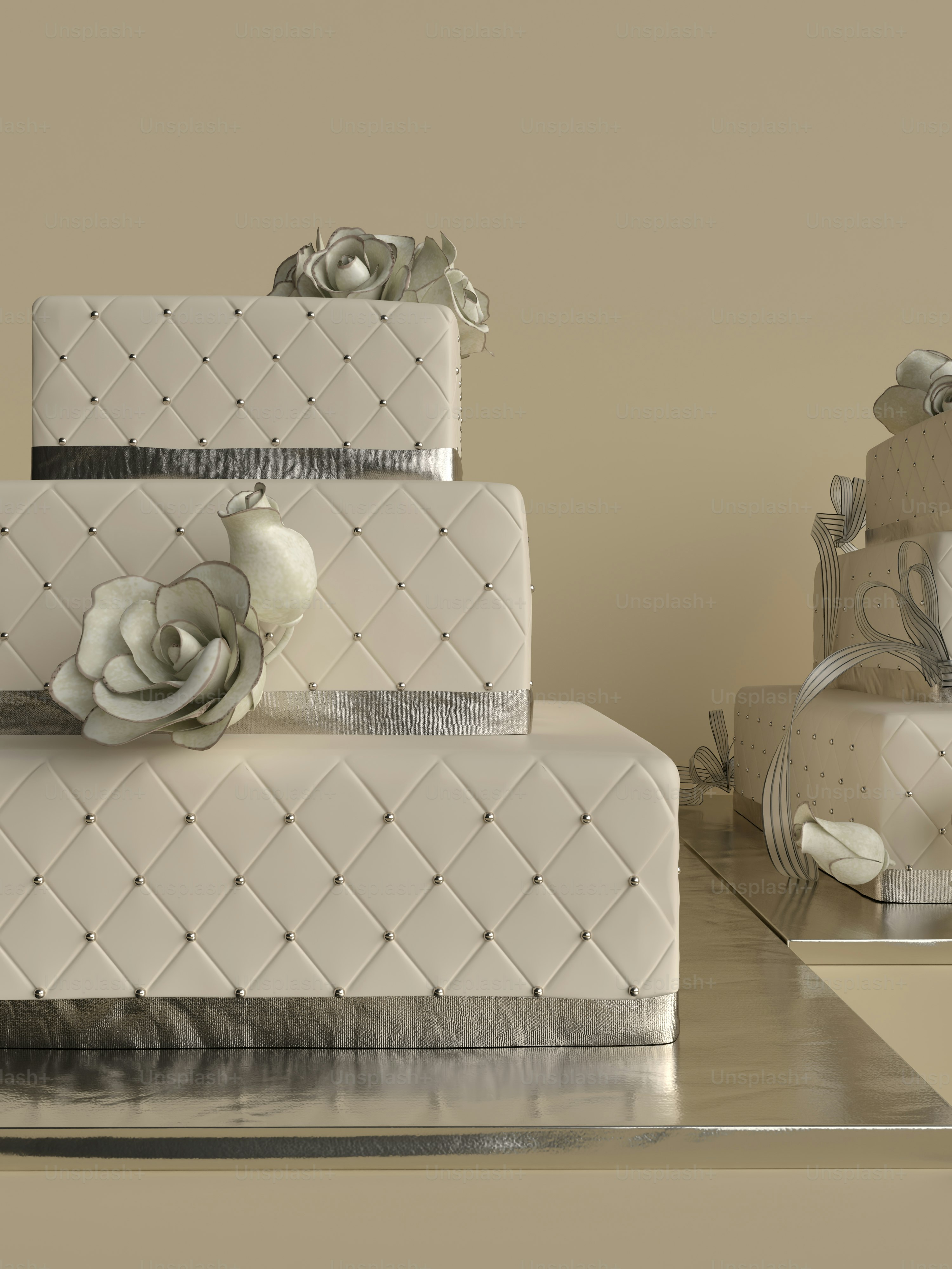 A three tiered cake with a flower on top photo – Wallpaper Image on ...