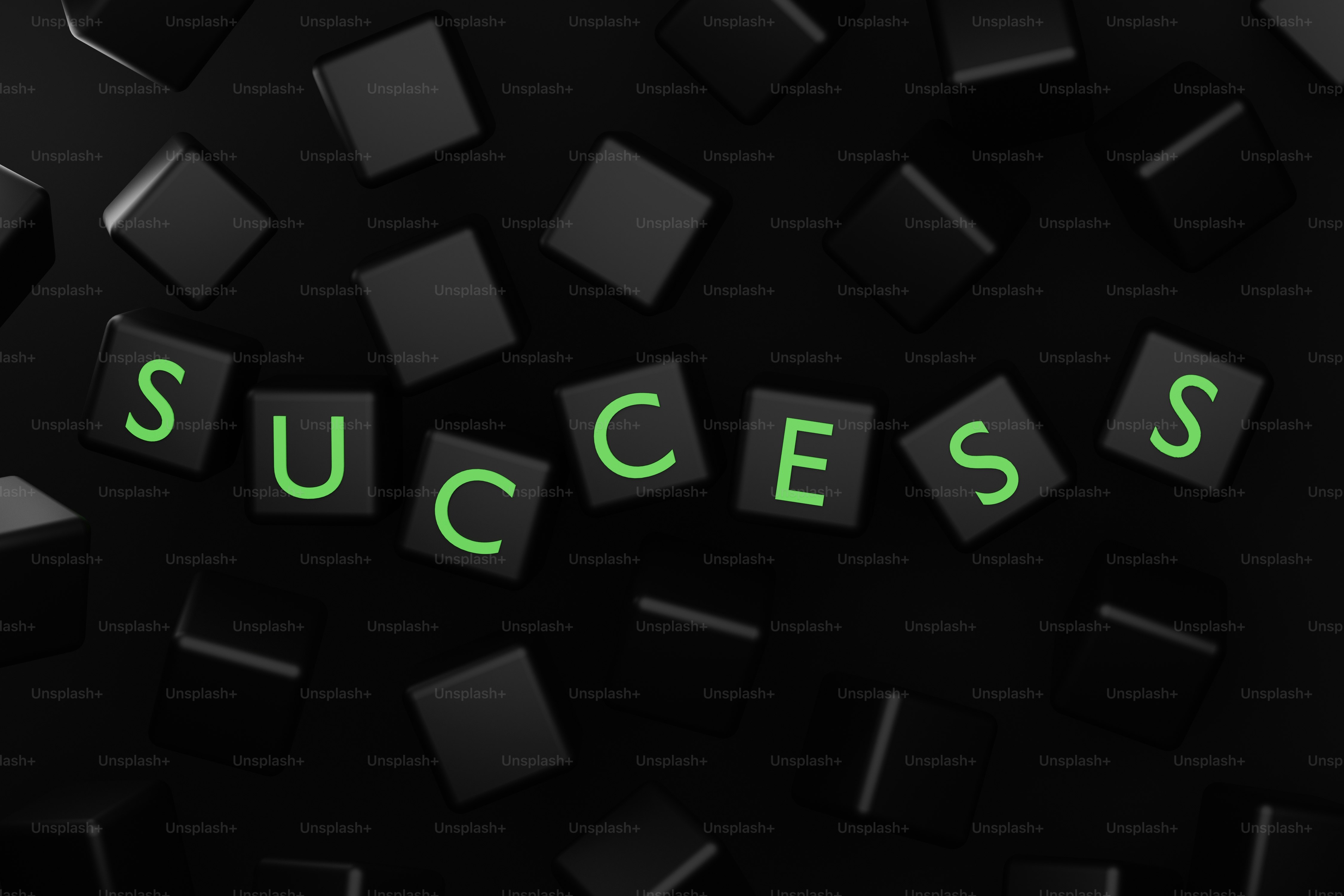 A black background with green letters that spell out success photo ...