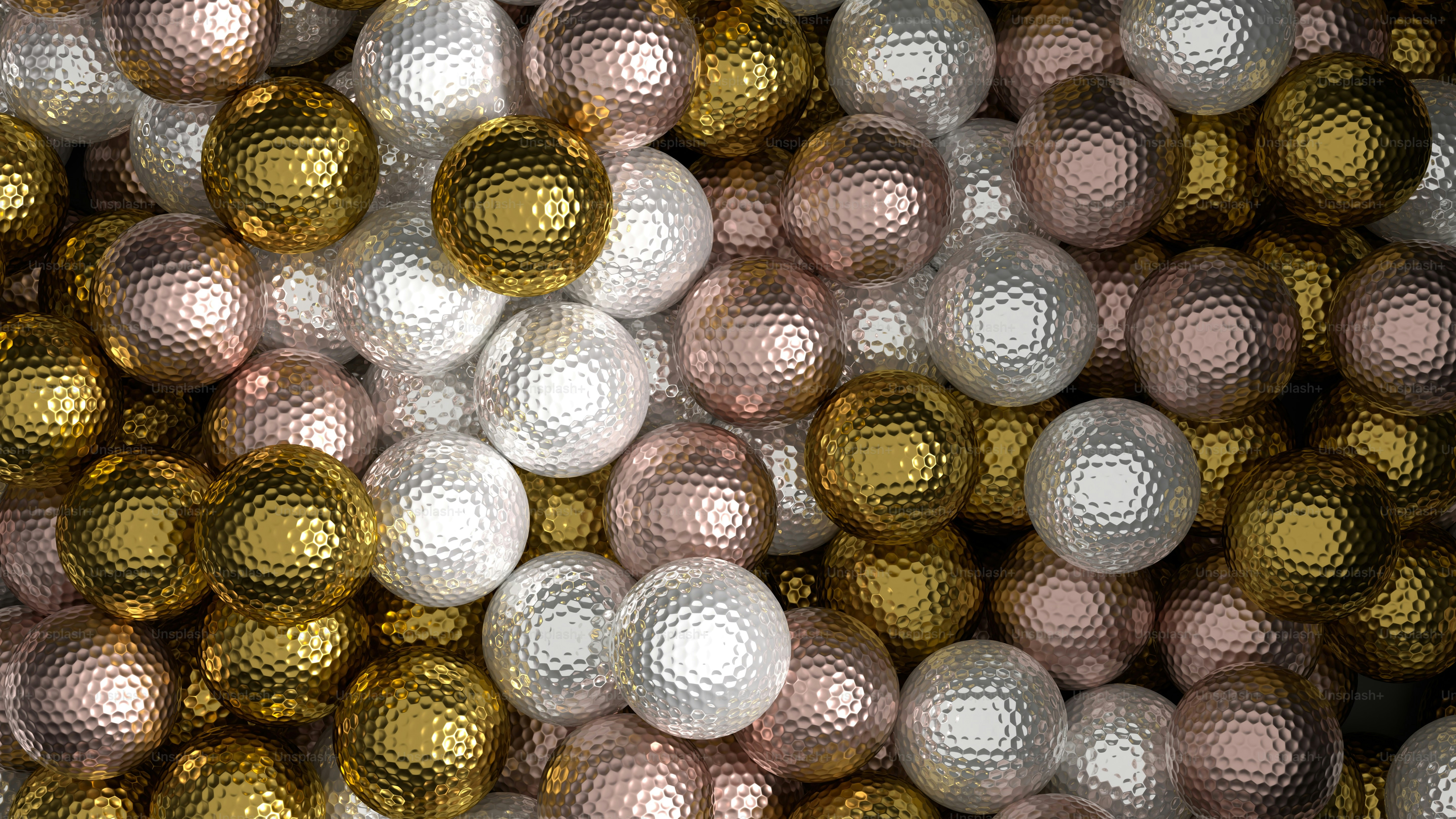 A large pile of shiny gold golf balls photo – Golf Image on Unsplash