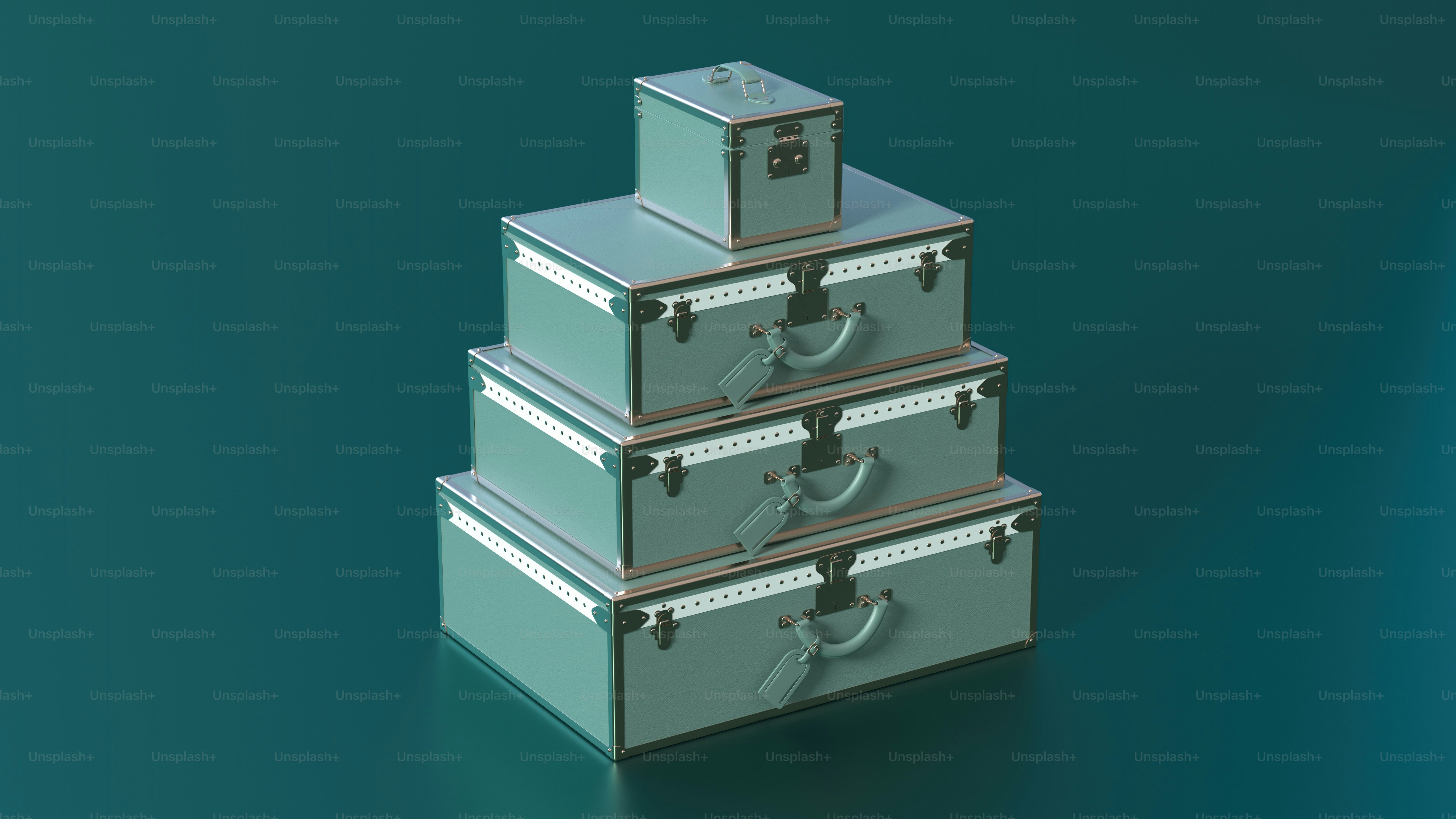 A pile of old suitcases piled on top of each other photo – Render Image ...