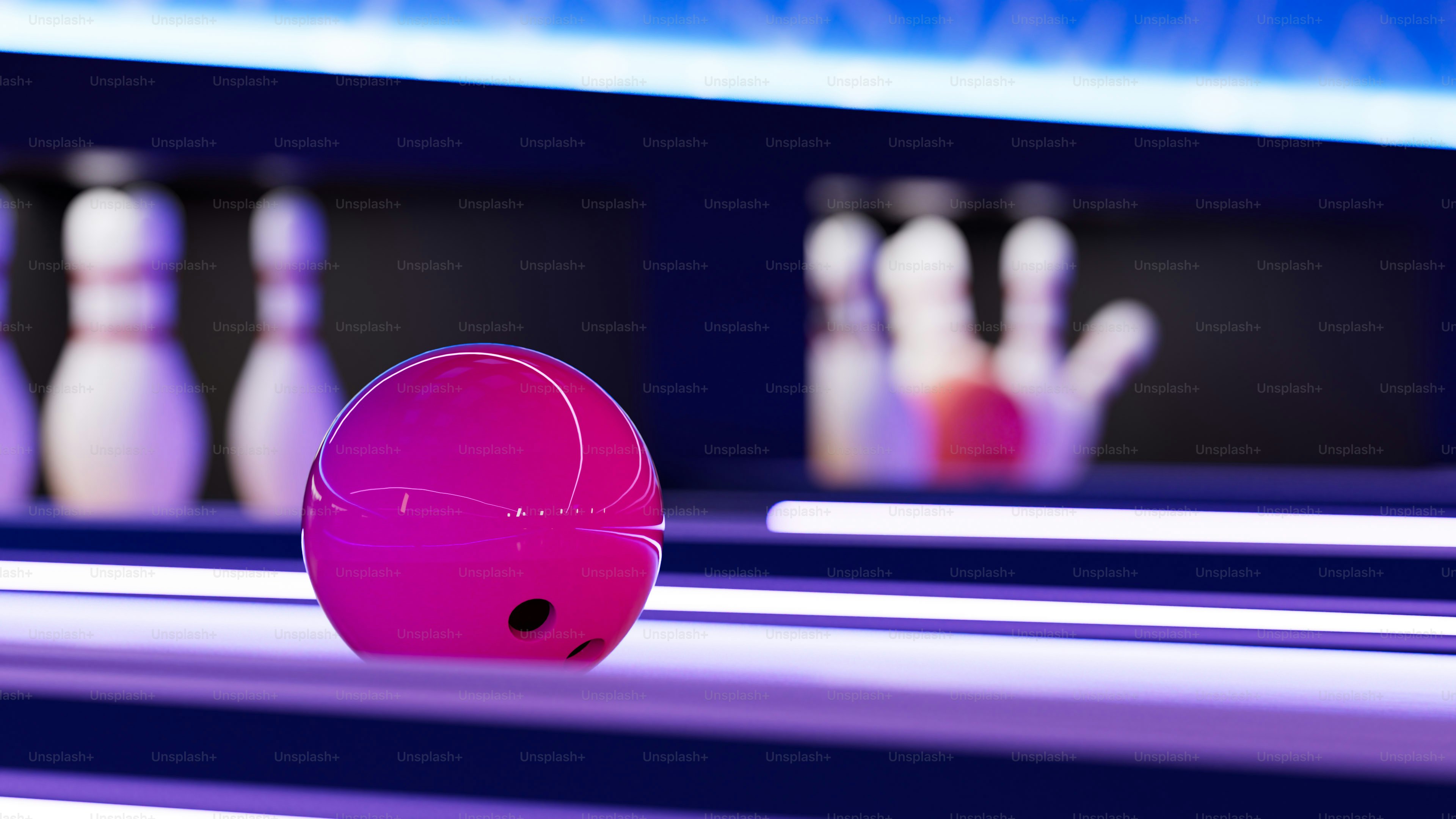 A bowling ball and a bowling pin on a bowling alley photo – Bowling ...