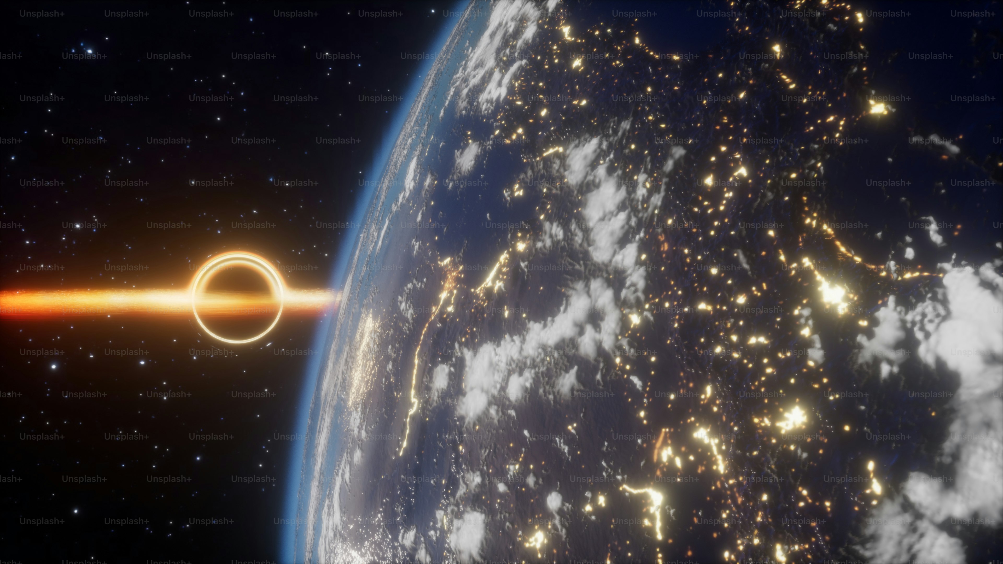 An artist's impression of a black hole in space photo – Screensaver ...