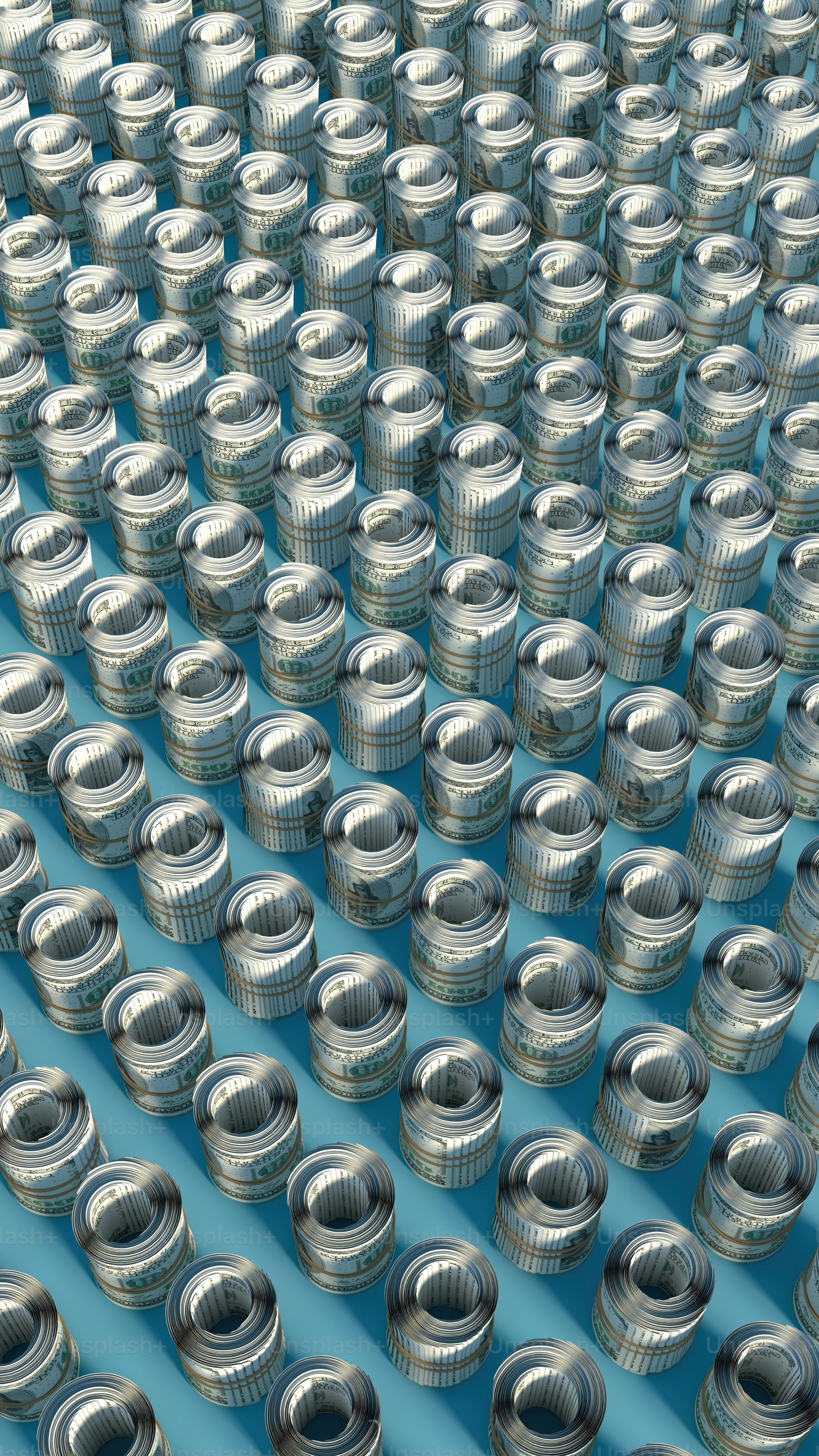 A large group of metal objects on a blue surface photo – Titanium Image ...