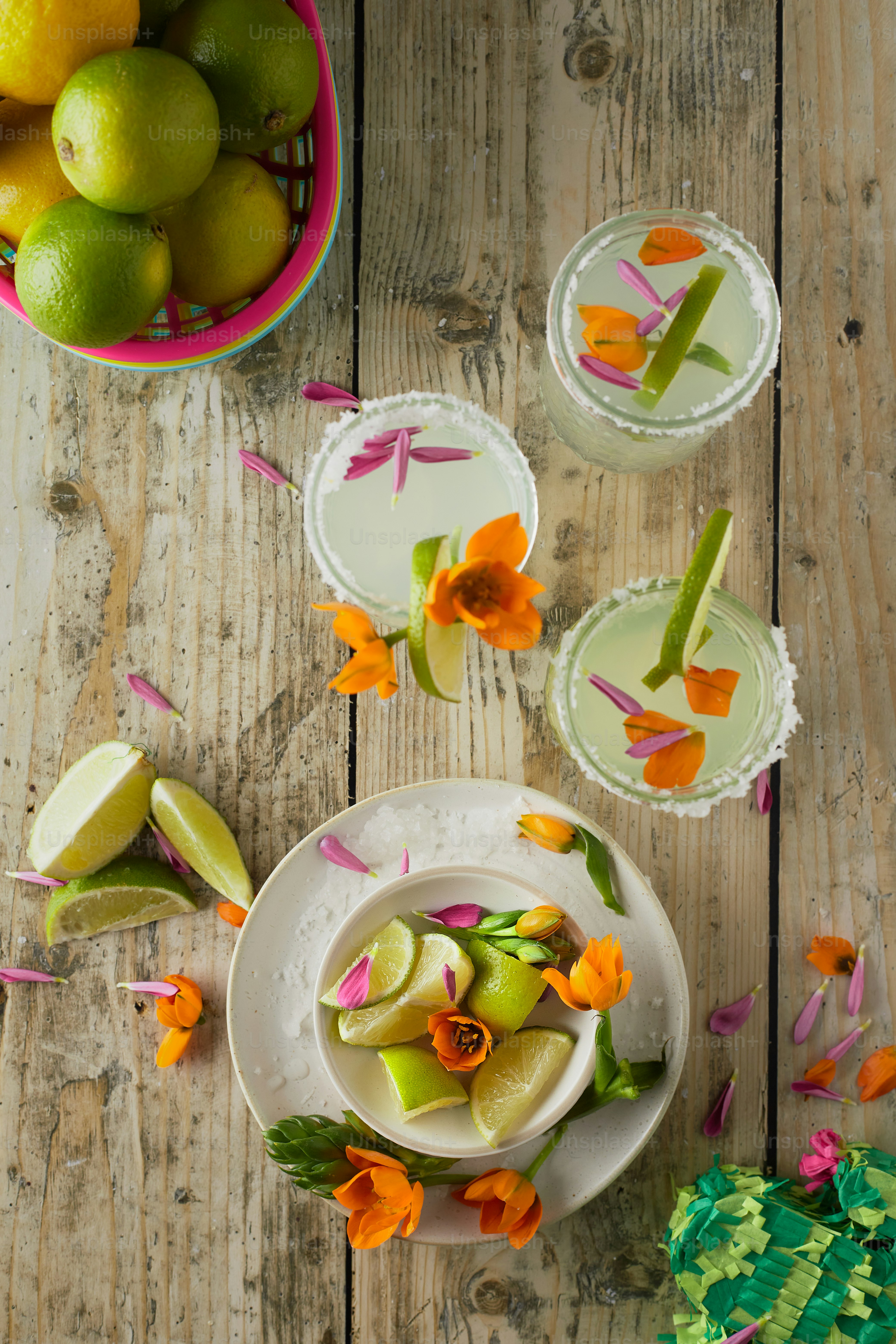 A table topped with plates and bowls filled with fruit photo ...