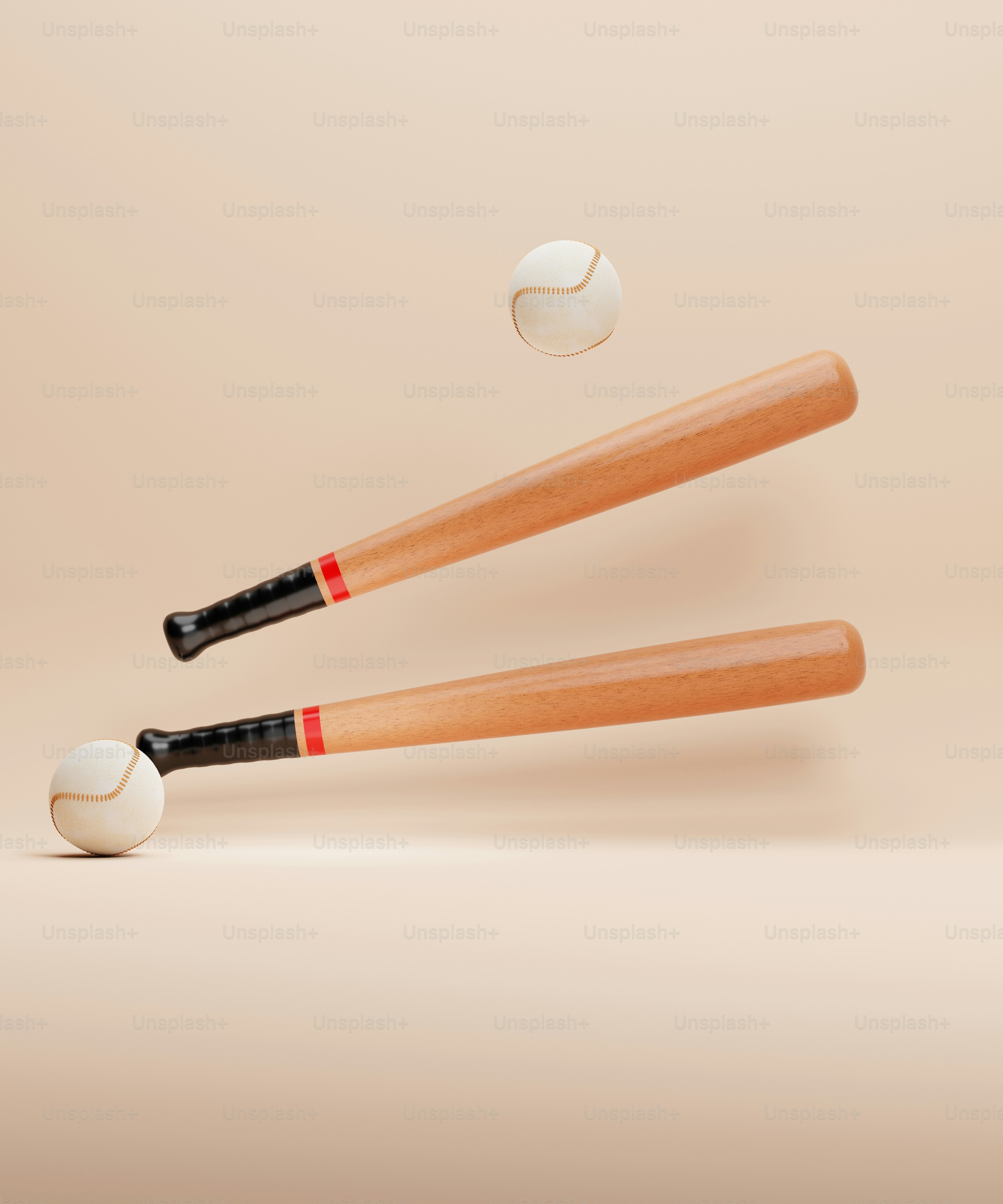 Foto Tres bates de béisbol y una pelota volando en el aire – Bate de ...