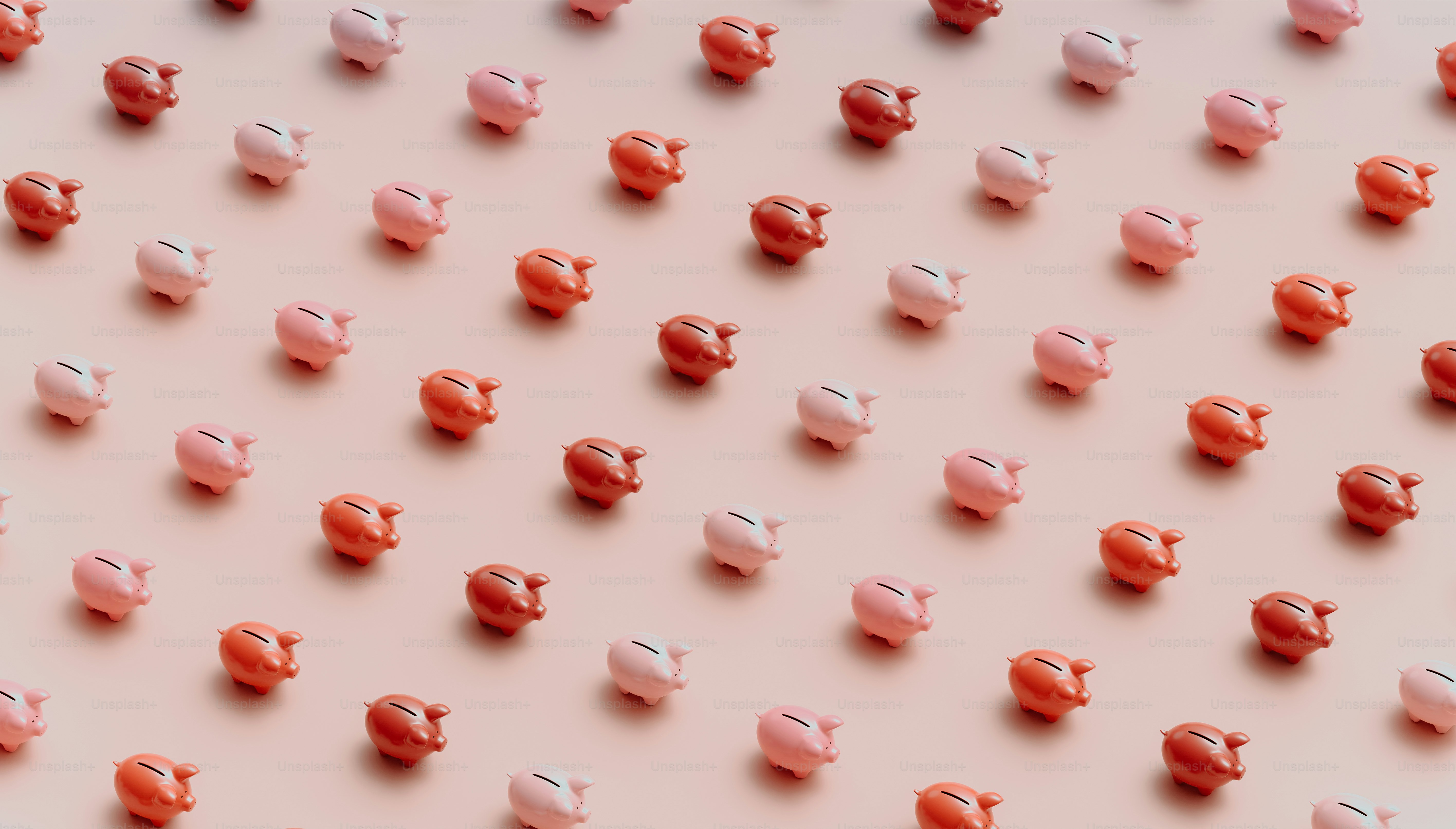 A group of small pink and red pig figurines photo – Wallpaper Image on ...