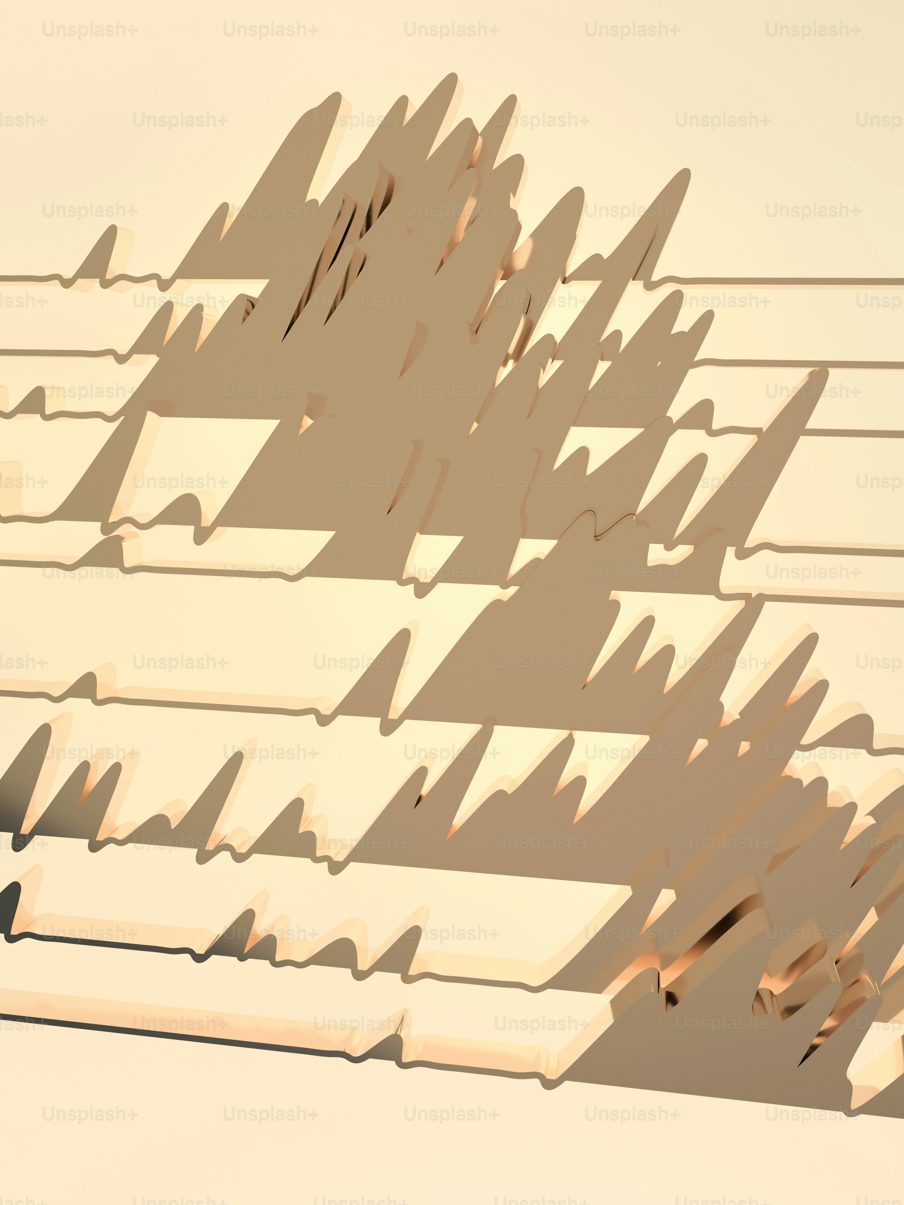 A row of white paper cut out into shapes photo – Soundwaves Image on ...