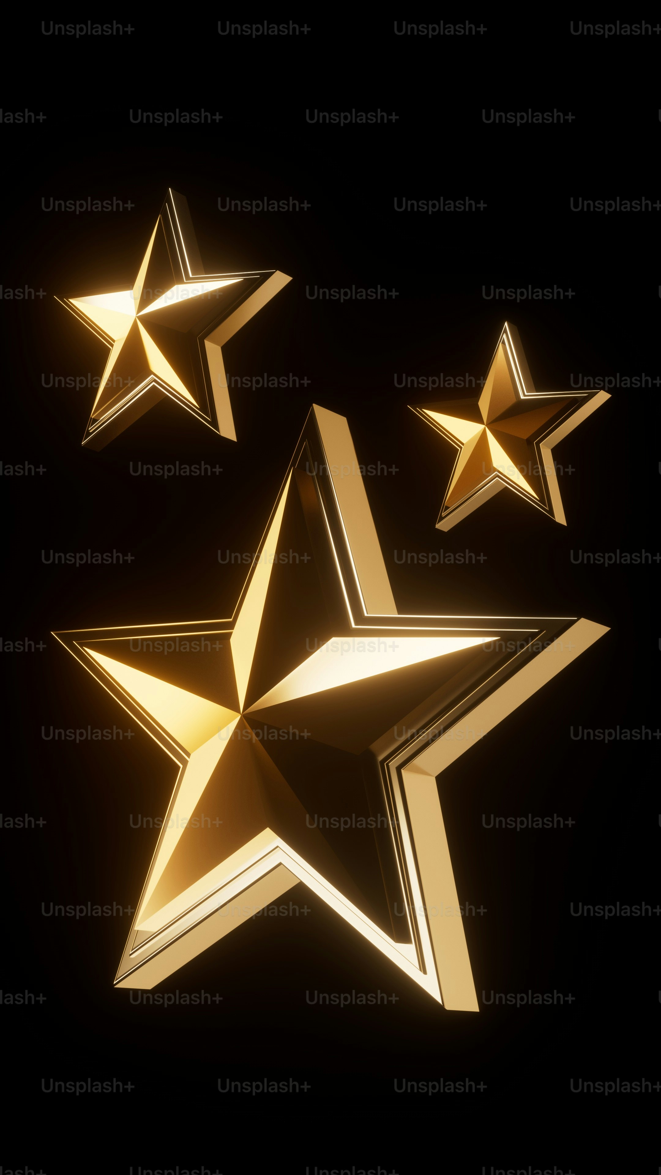 Three gold stars on a black background photo – Wallpaper Image on Unsplash