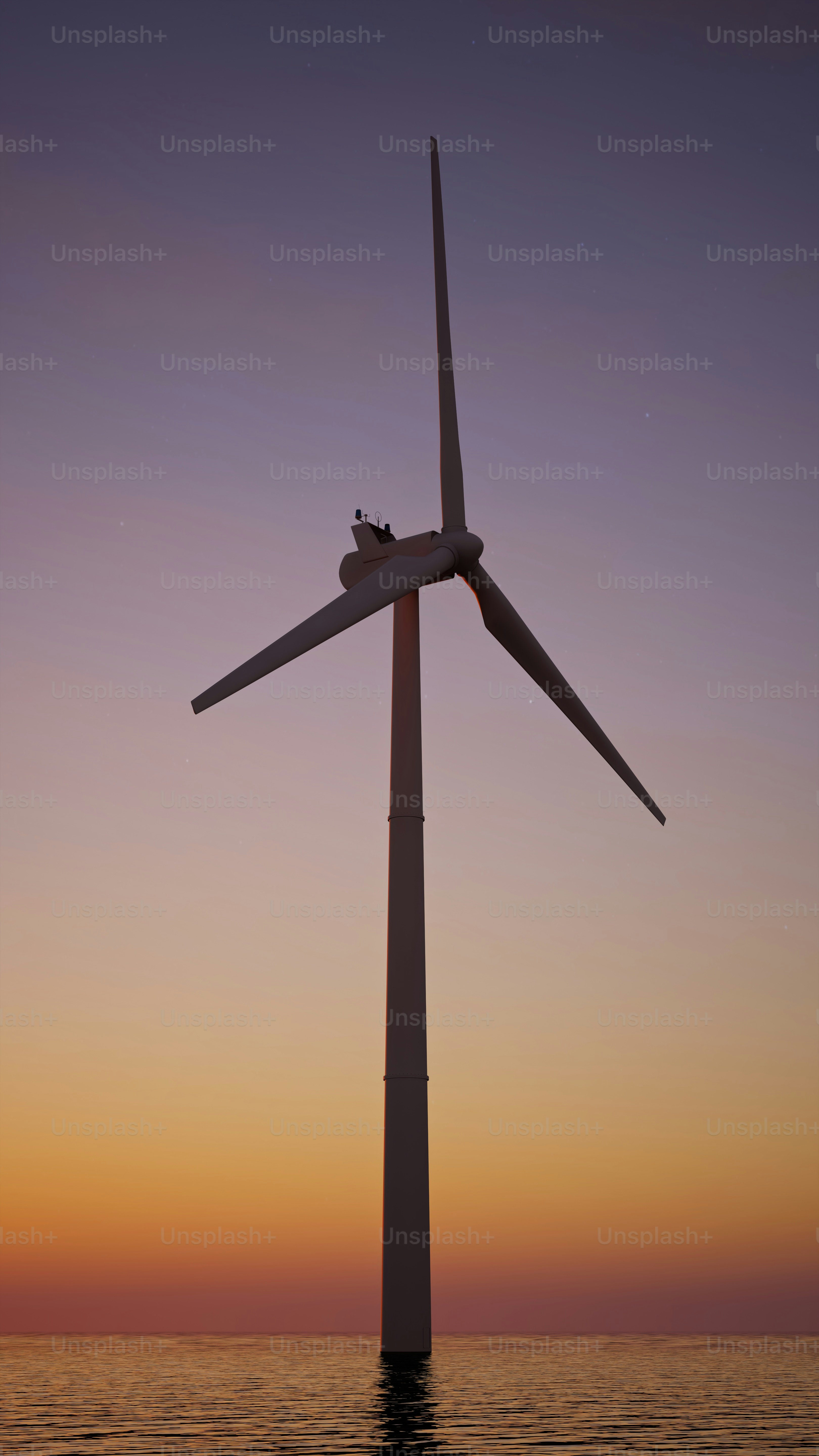 A wind turbine in the middle of a body of water photo – Green energy ...