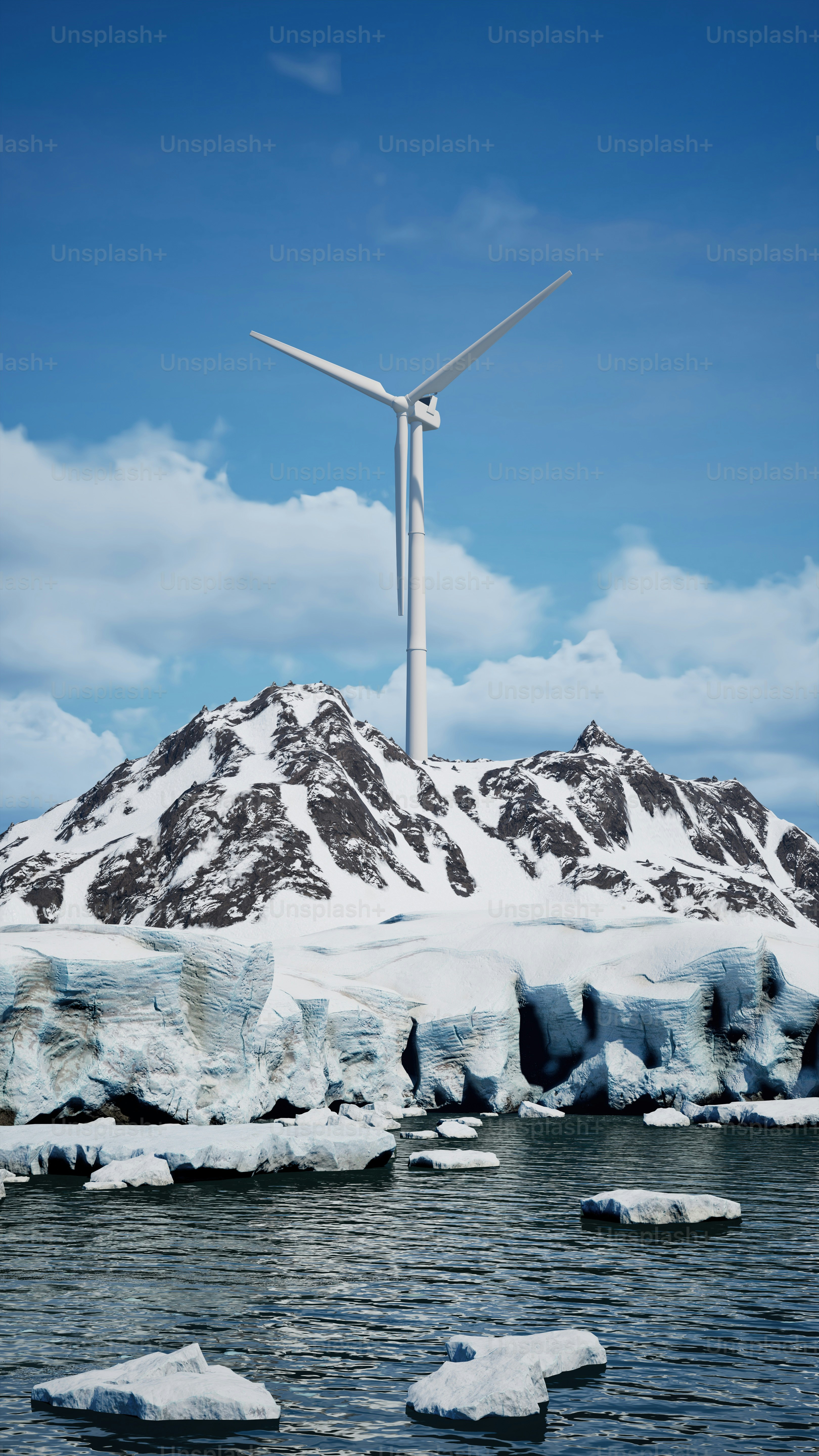 A solar panel with wind turbines in the background photo – Technology ...