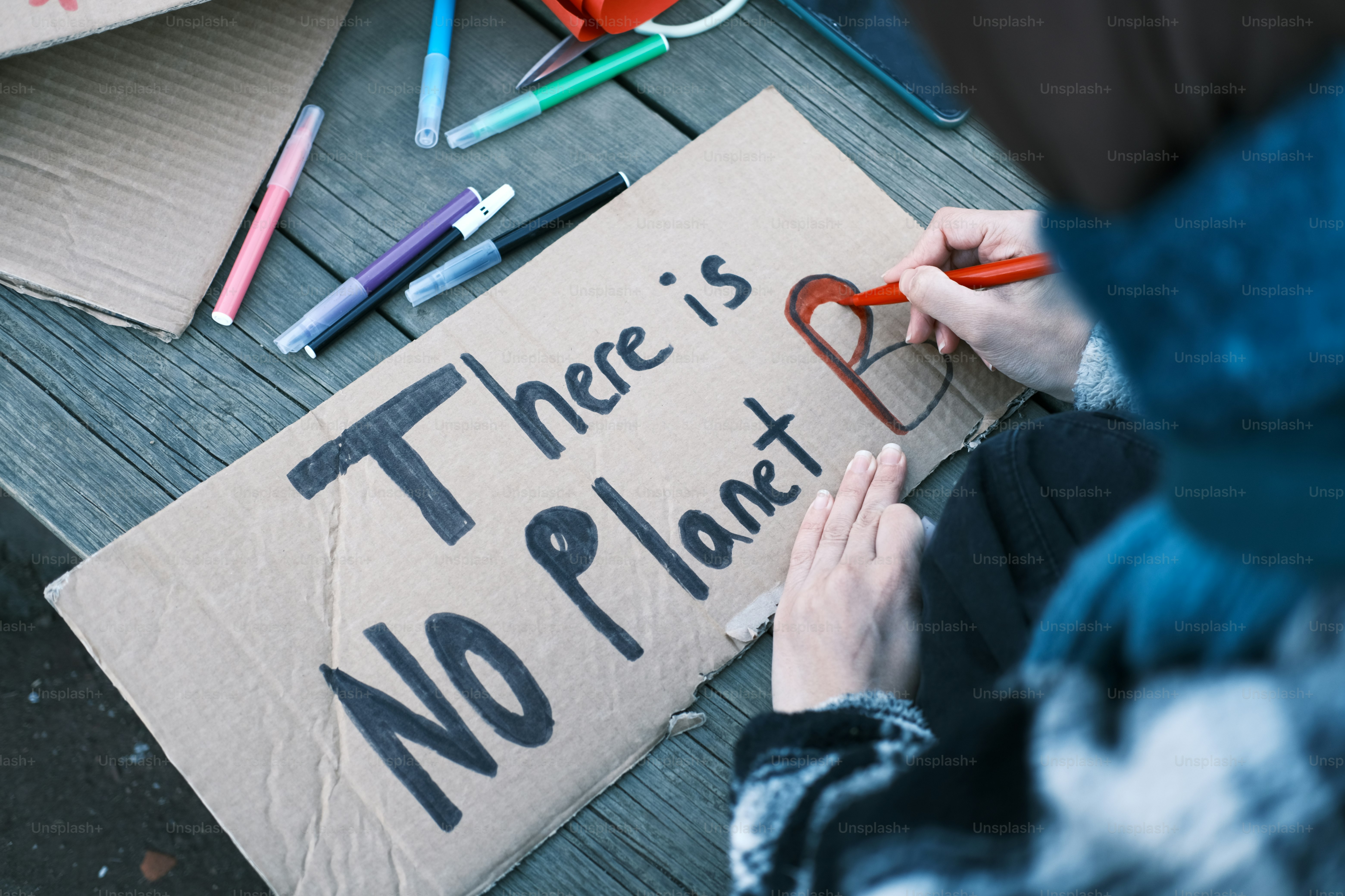 A person holding a sign that says there is no planet photo – Climate ...