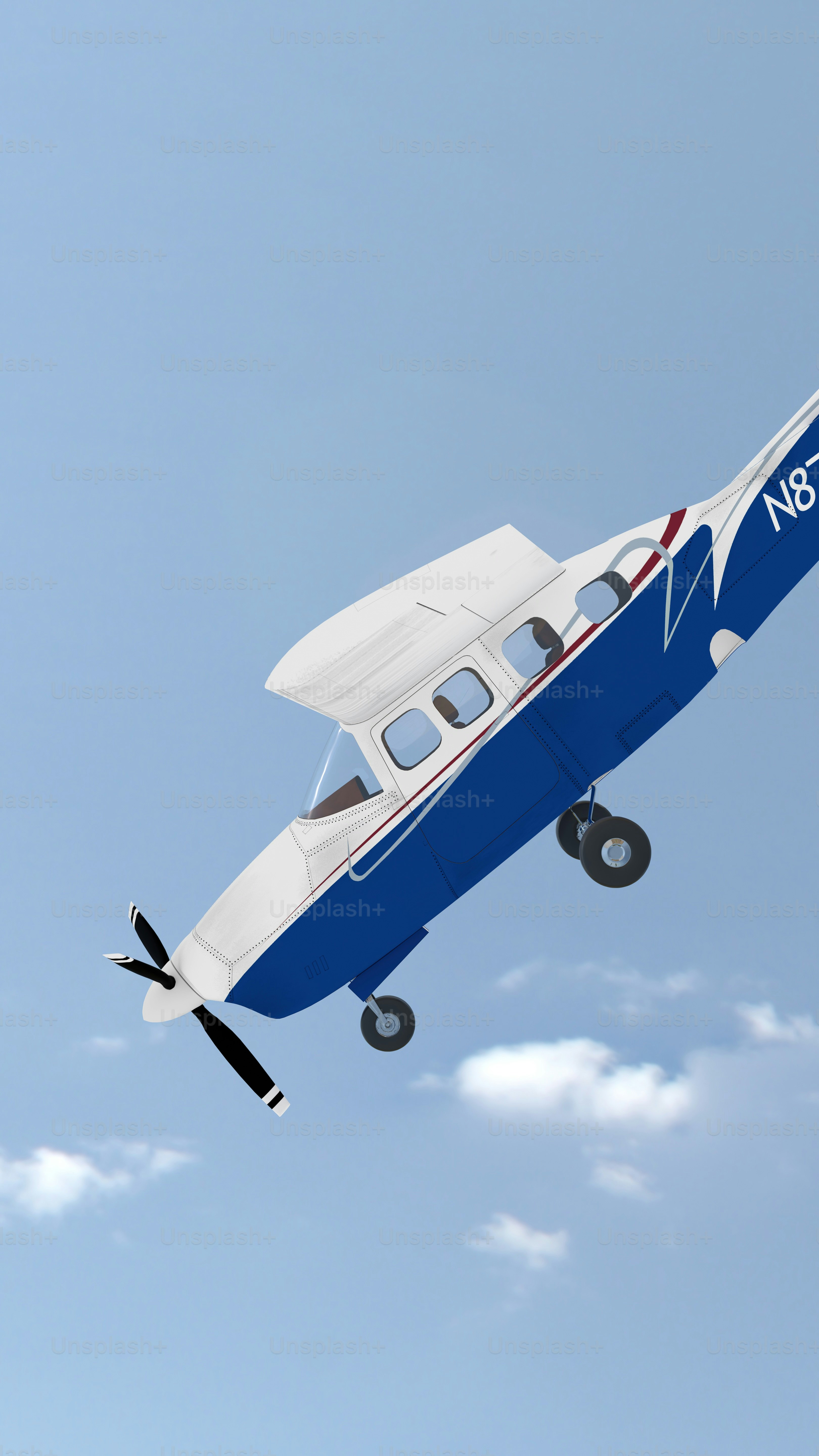 A small blue and white plane flying in the sky photo – Full hd ...