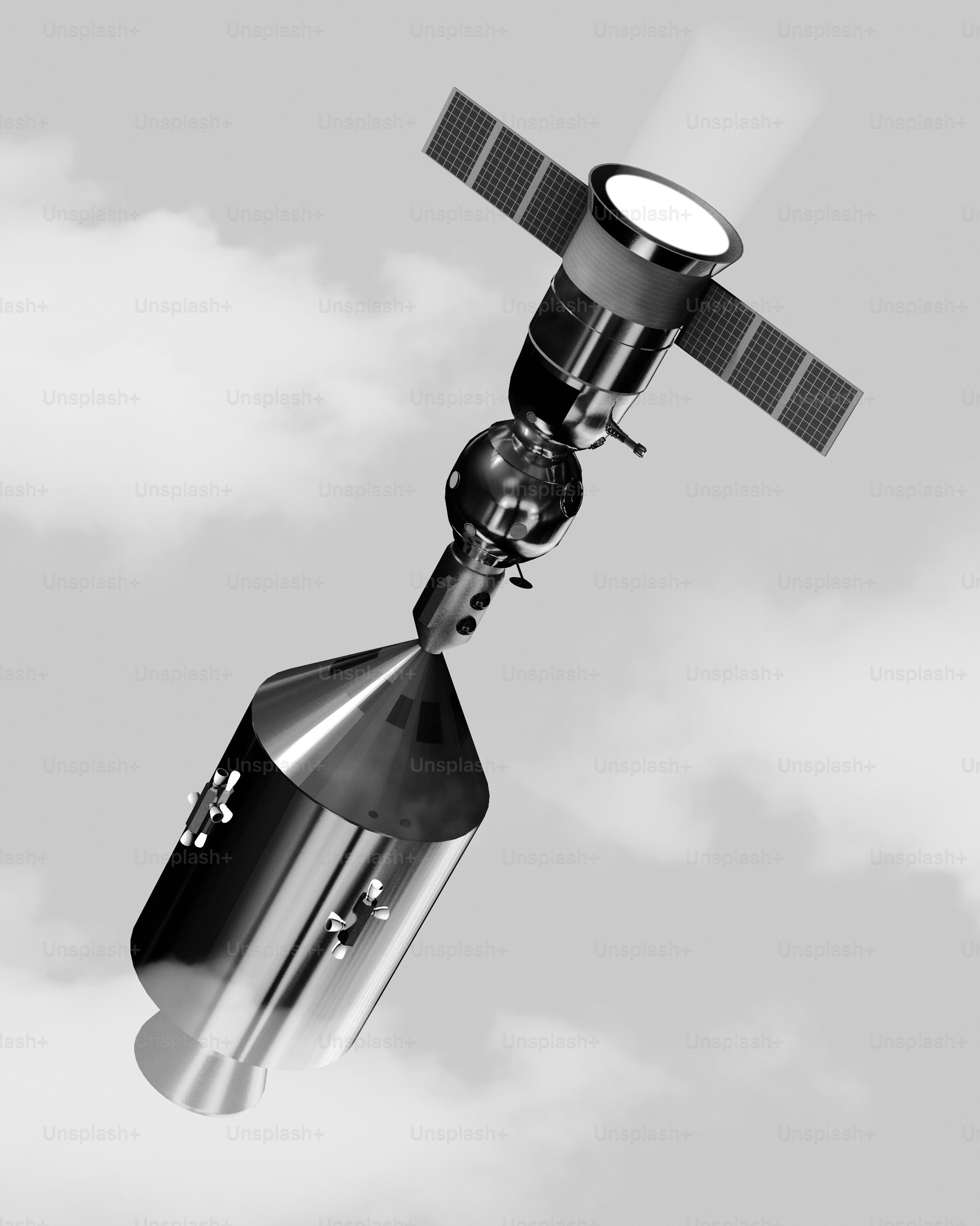 A black and white photo of a rocket taking off photo – Space Image on ...