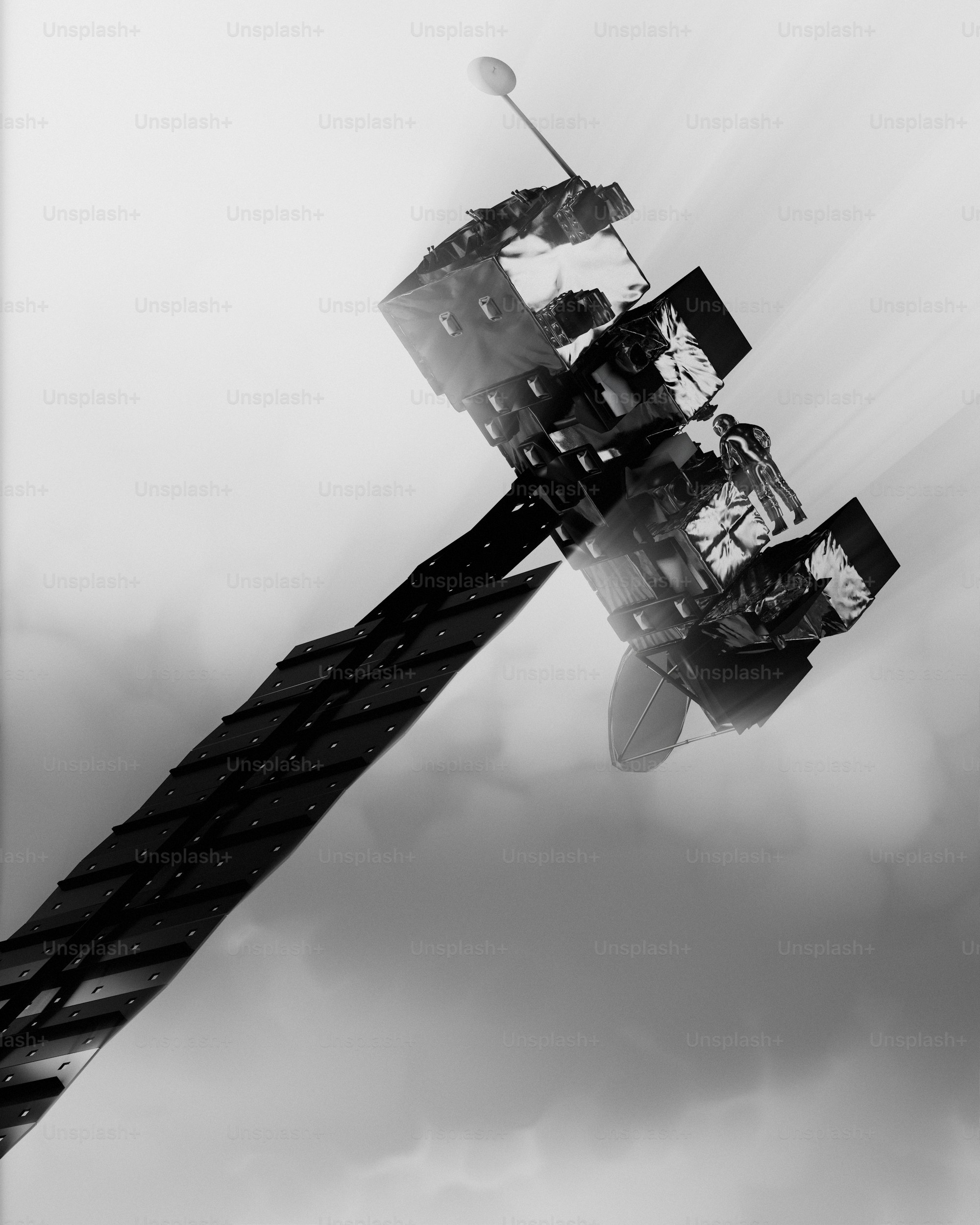 A black and white photo of a rocket taking off photo – Satellite orbit ...