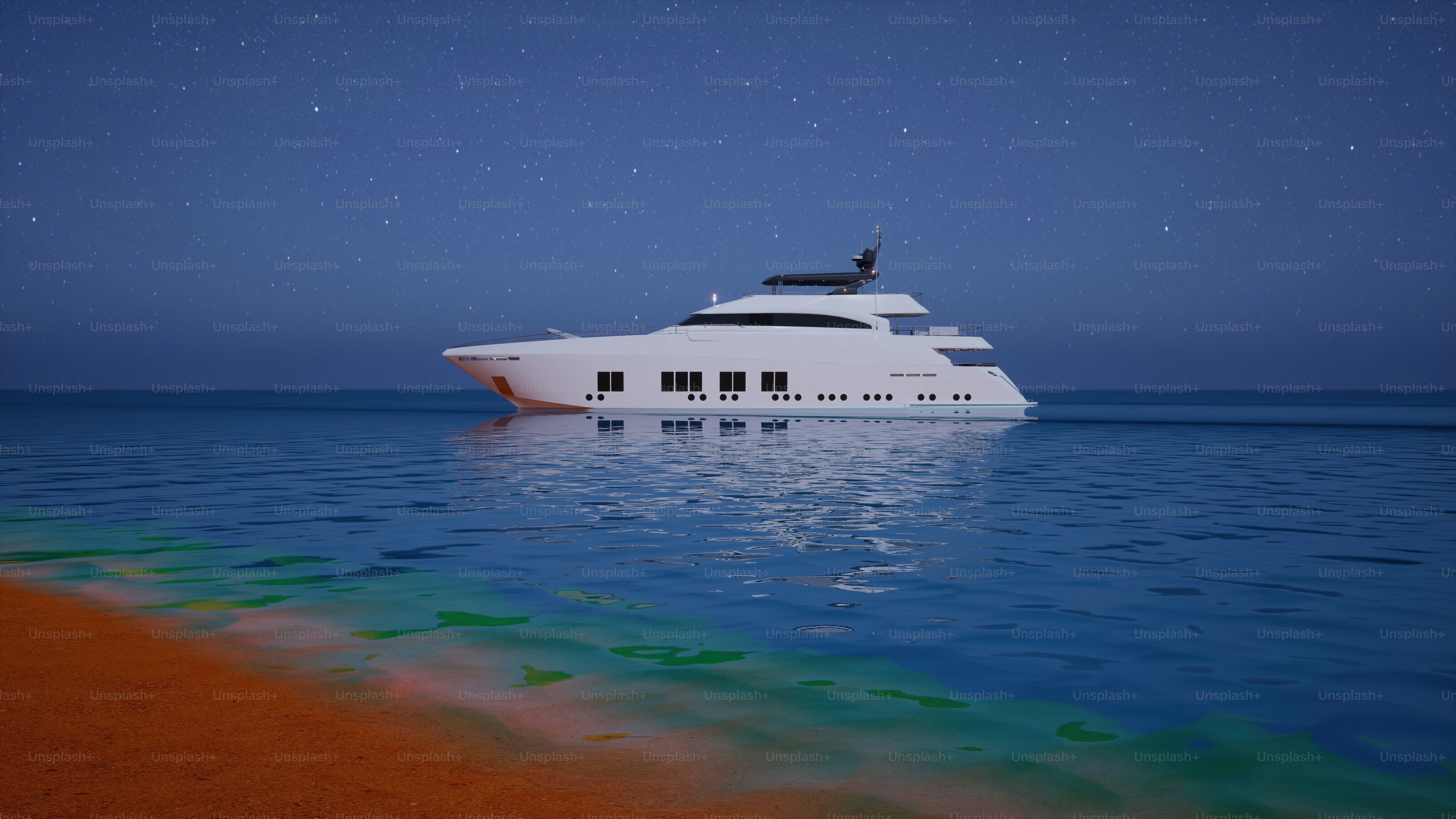 A large white boat floating on top of a body of water photo – Luxury ...