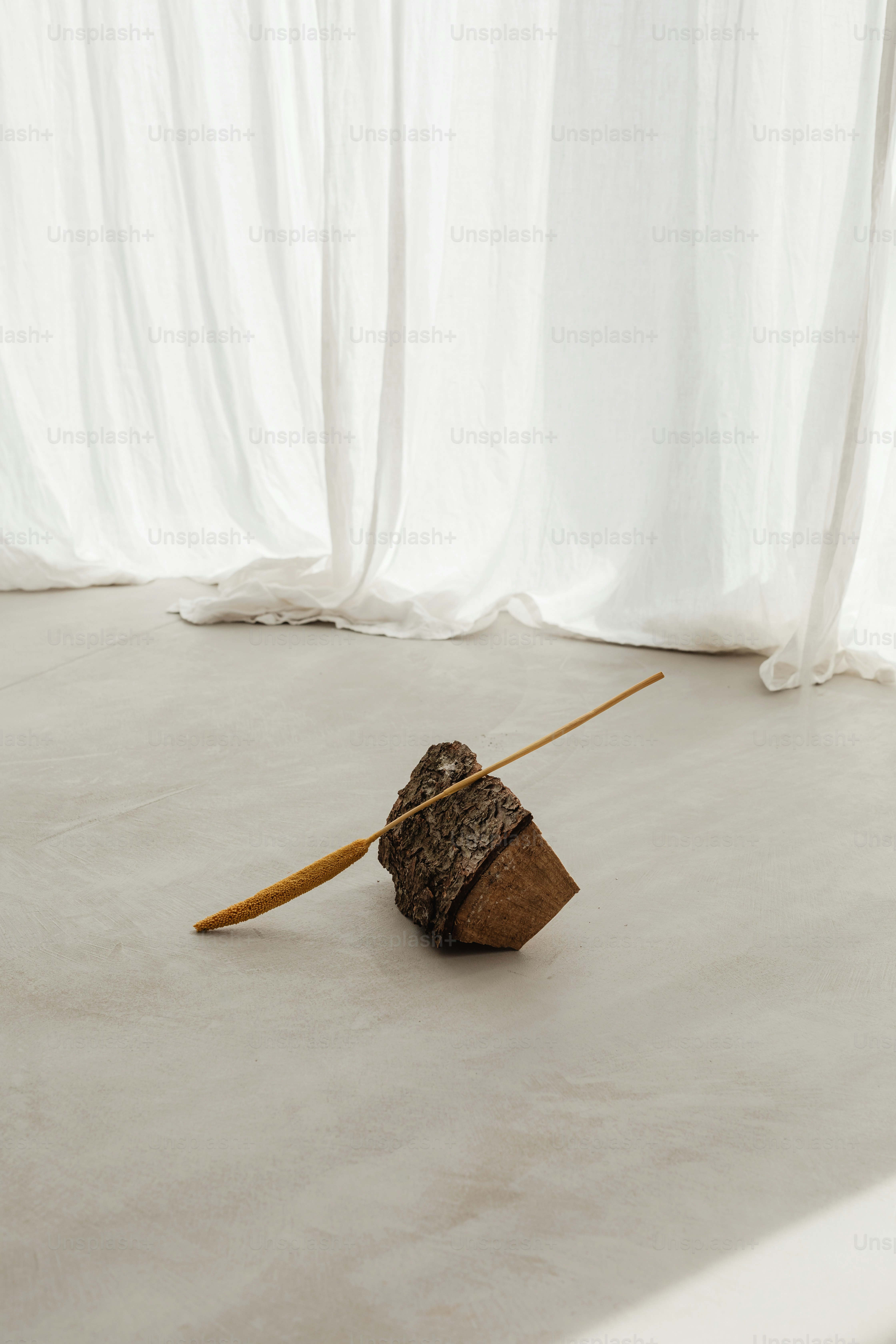 A piece of wood with a stick sticking out of it photo – Minimalism ...