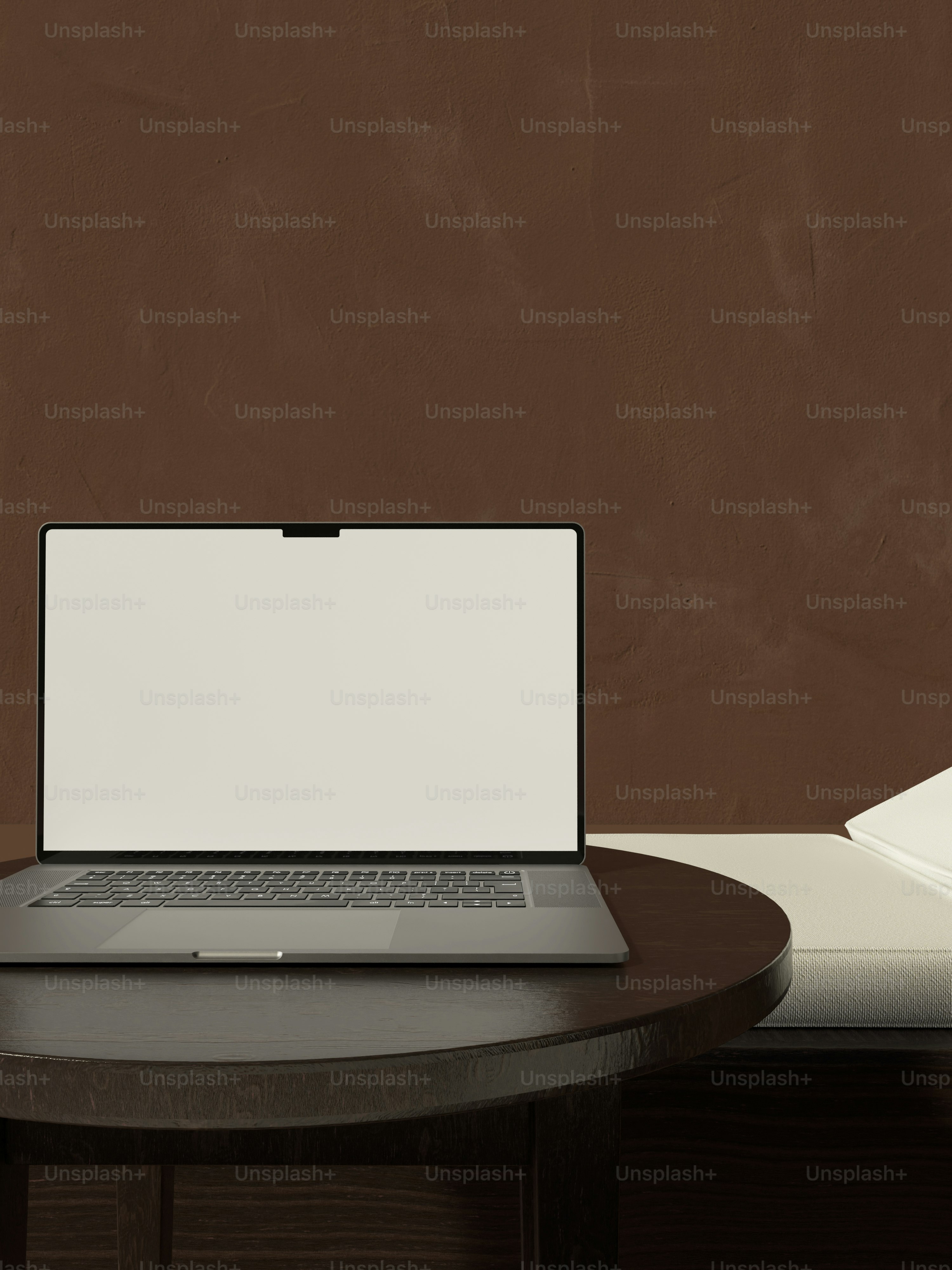 A laptop computer sitting on top of a wooden table photo – Laptop Image ...