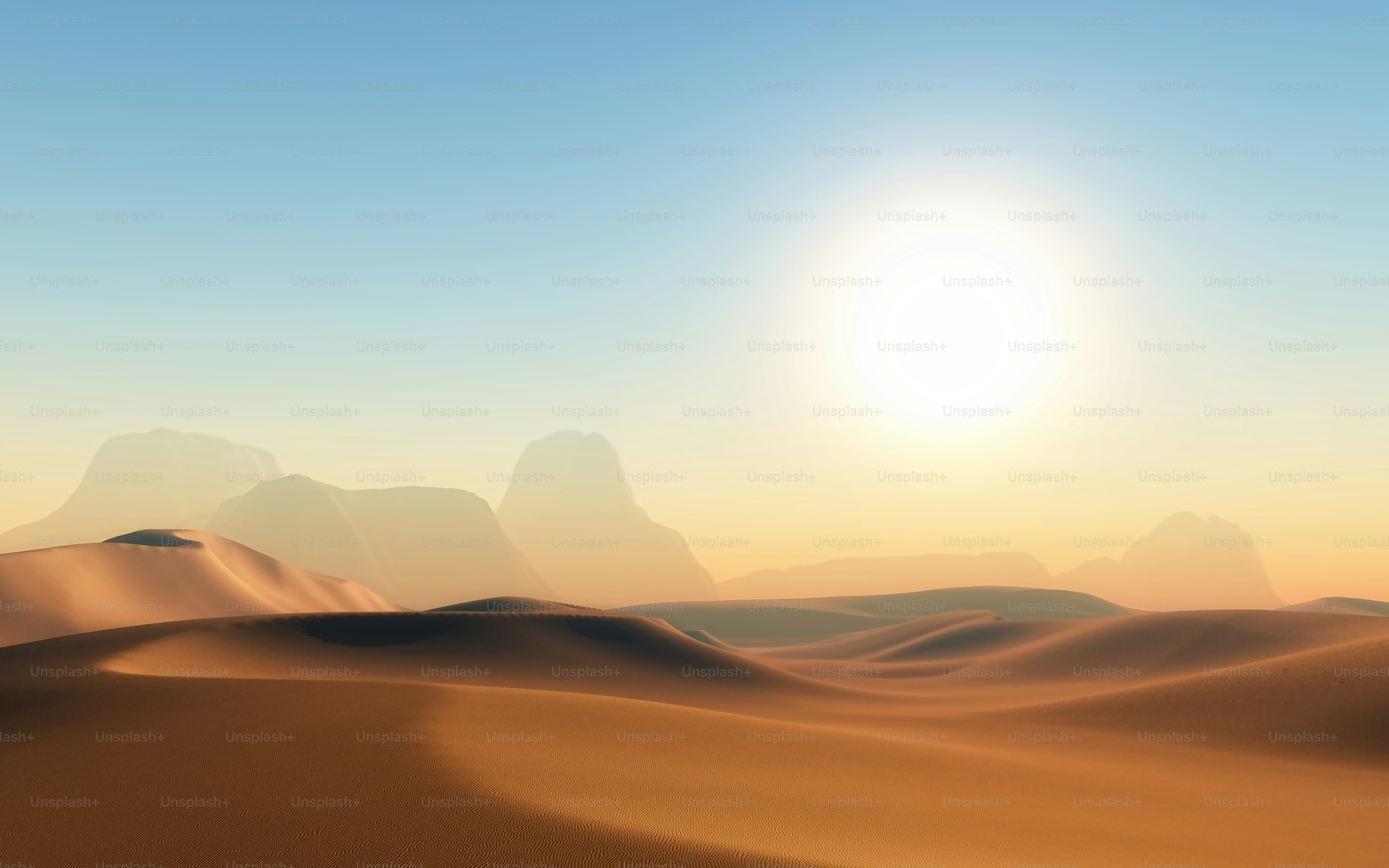 3D render of a hot sandy desert scene photo – Nature wallpapers Image ...