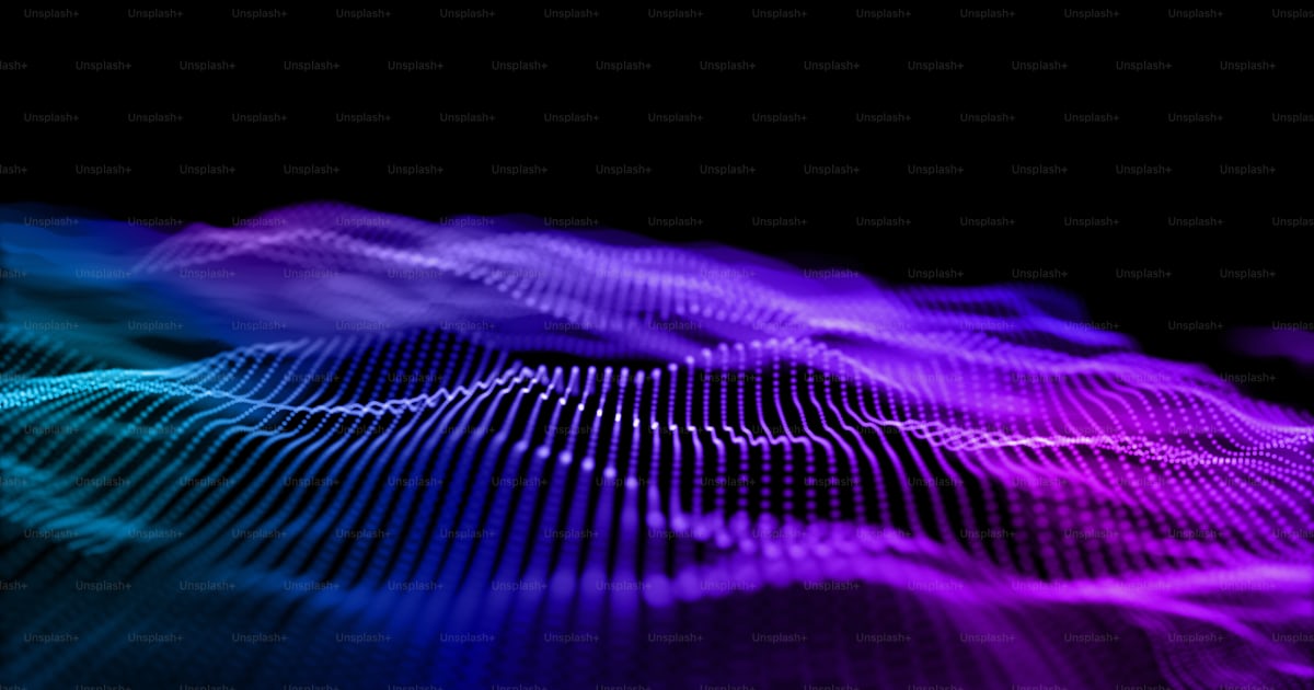 흐르는 디지털 입자가 있는 네트워크 통신 배경의 3d 렌더링 사진 Unsplash의 추상적인 이미지