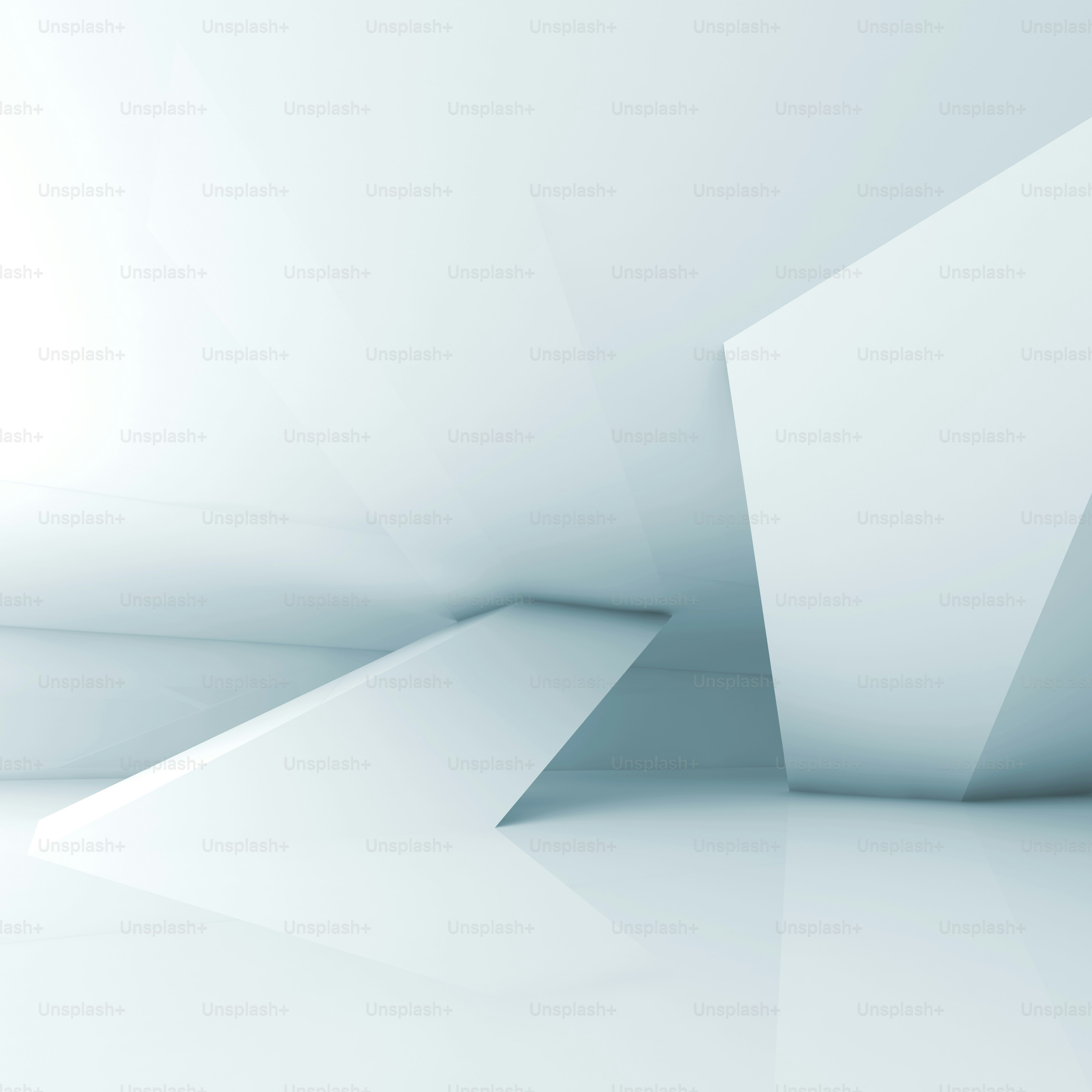 Abstract empty light blue room interior with inclined columns, 3d ...