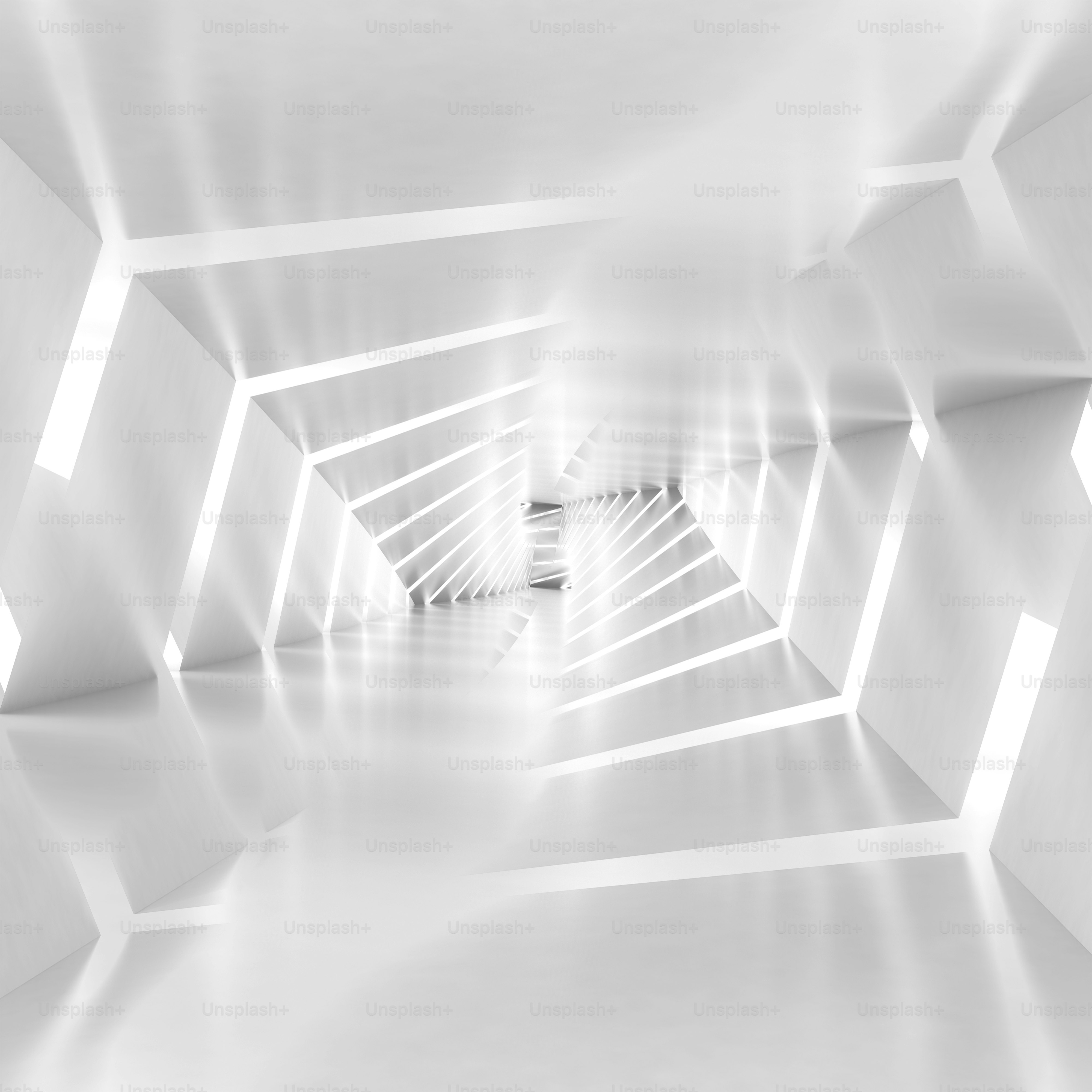 Abstract surreal tunnel background with spiral walls pattern, 3d ...