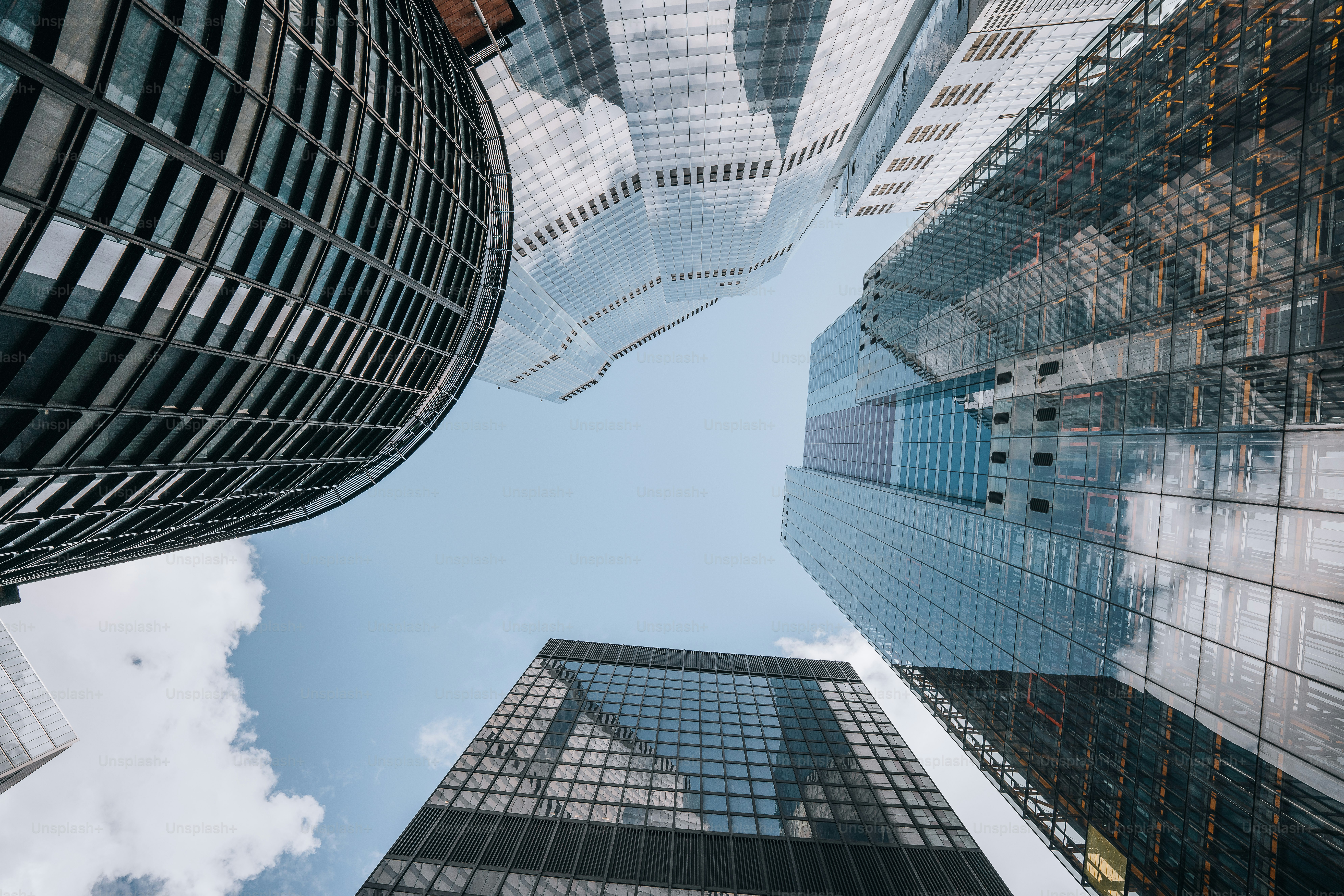 Looking up at tall buildings in a city photo – City of london Image on ...
