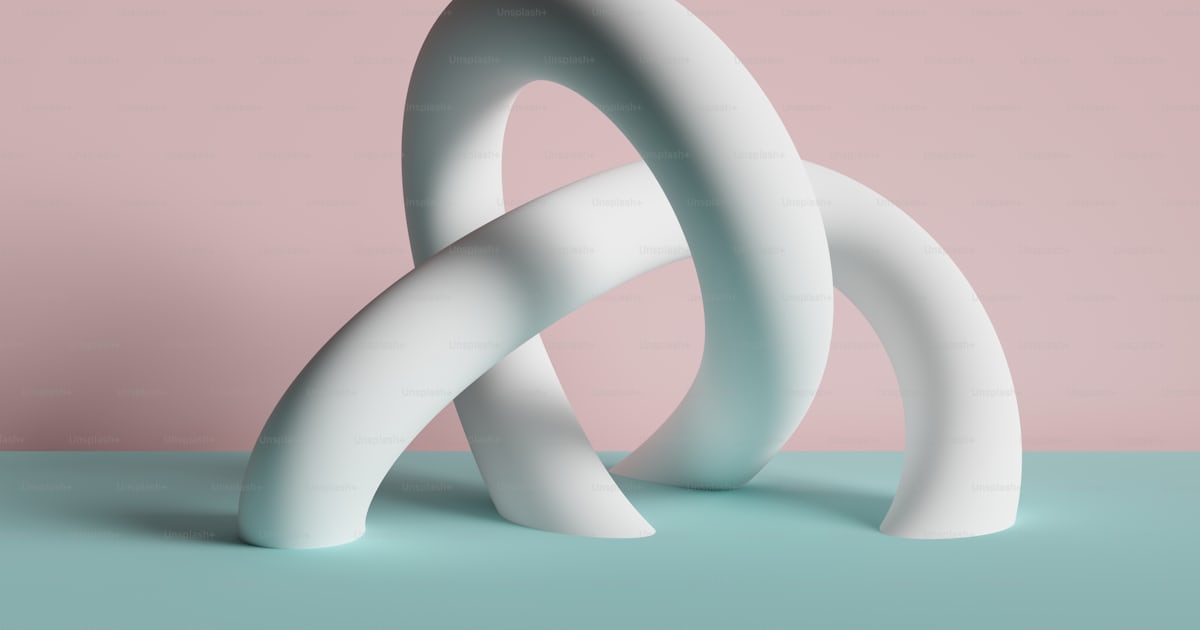 3d 렌더링 추상적인 배경 흰색 튜브 기본 기하학적 모양 파스텔 색상 팔레트 간단한 모형 최소한의 디자인 요소 사진