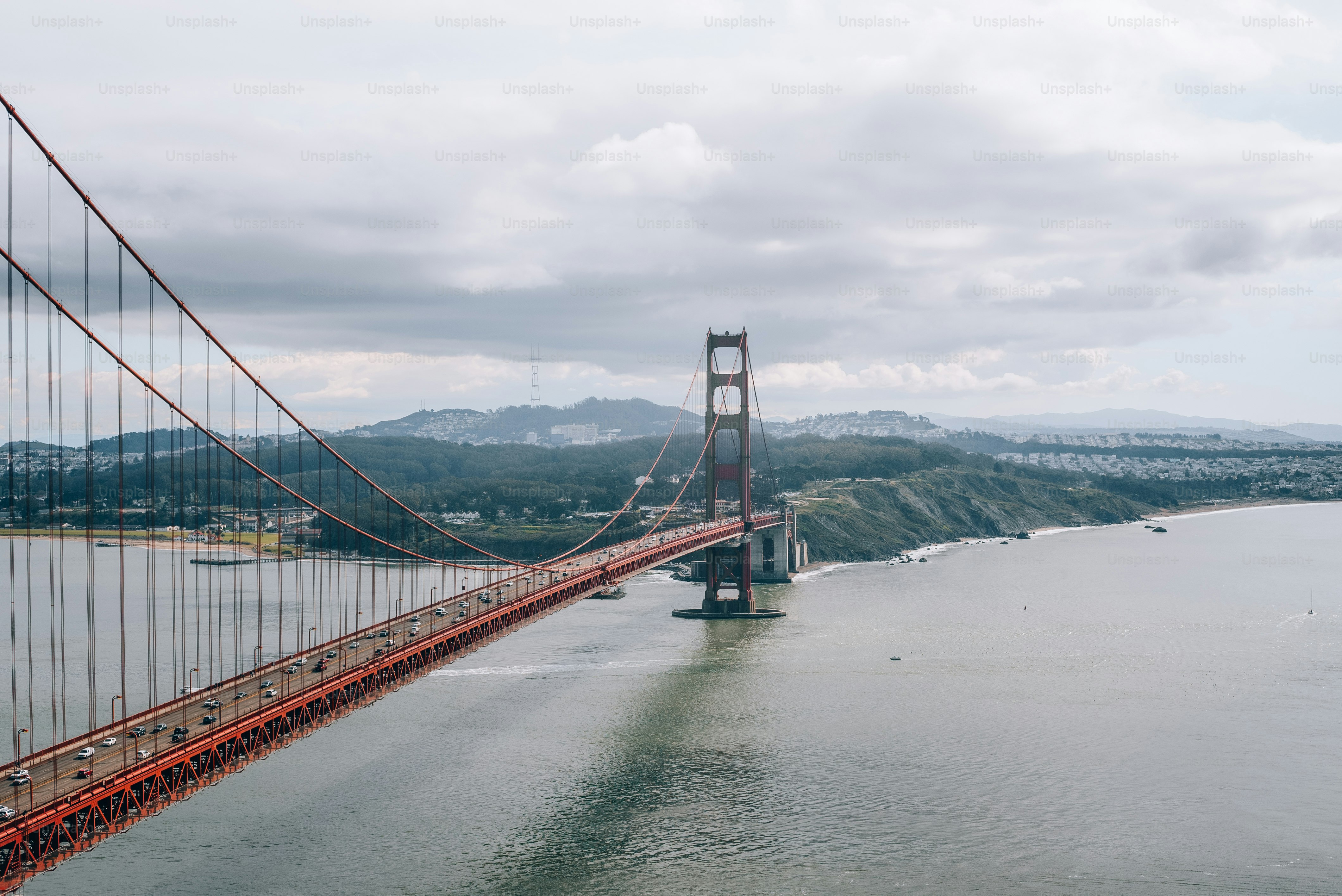 Golden Gate Bridge Side View From Water