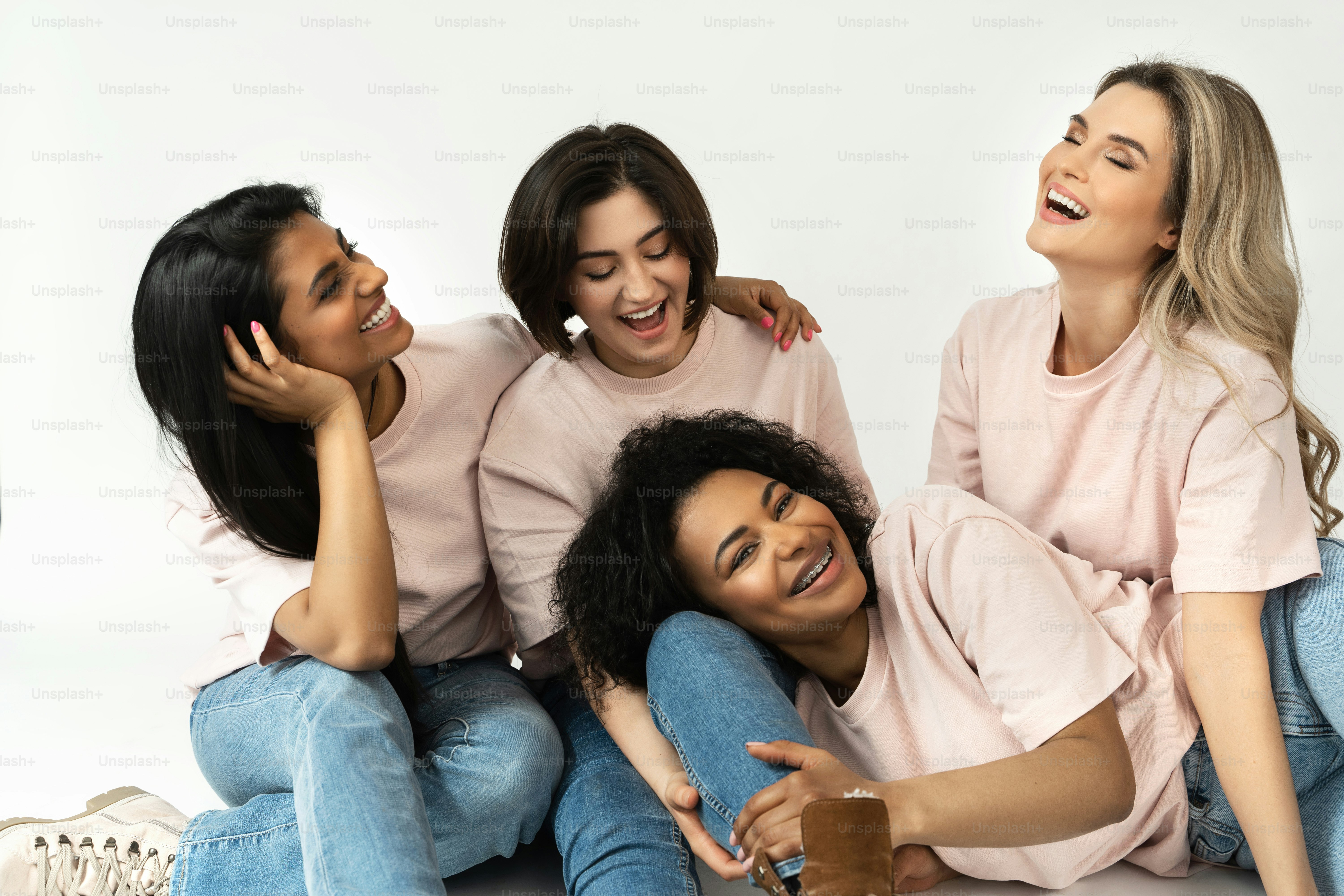 Multicultural diversity and friendship. Group of different ethnicity ...