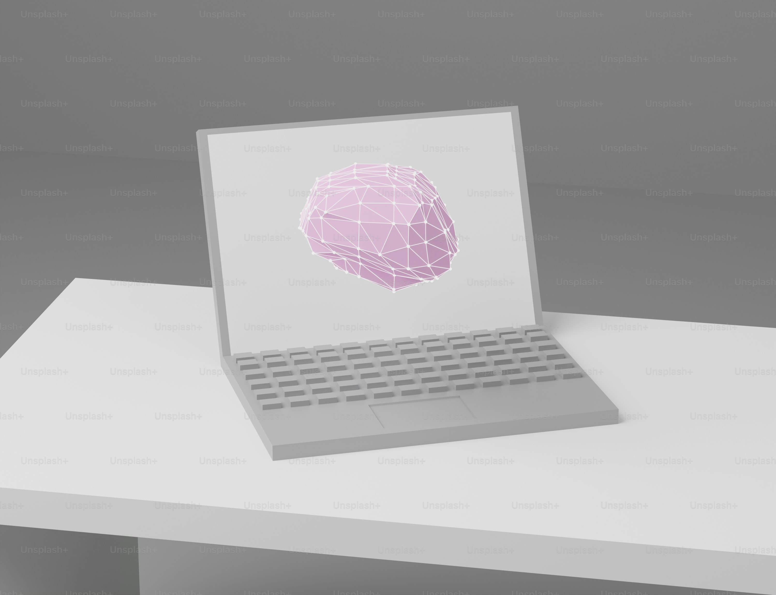 A laptop computer sitting on top of a white table photo – Computer ...